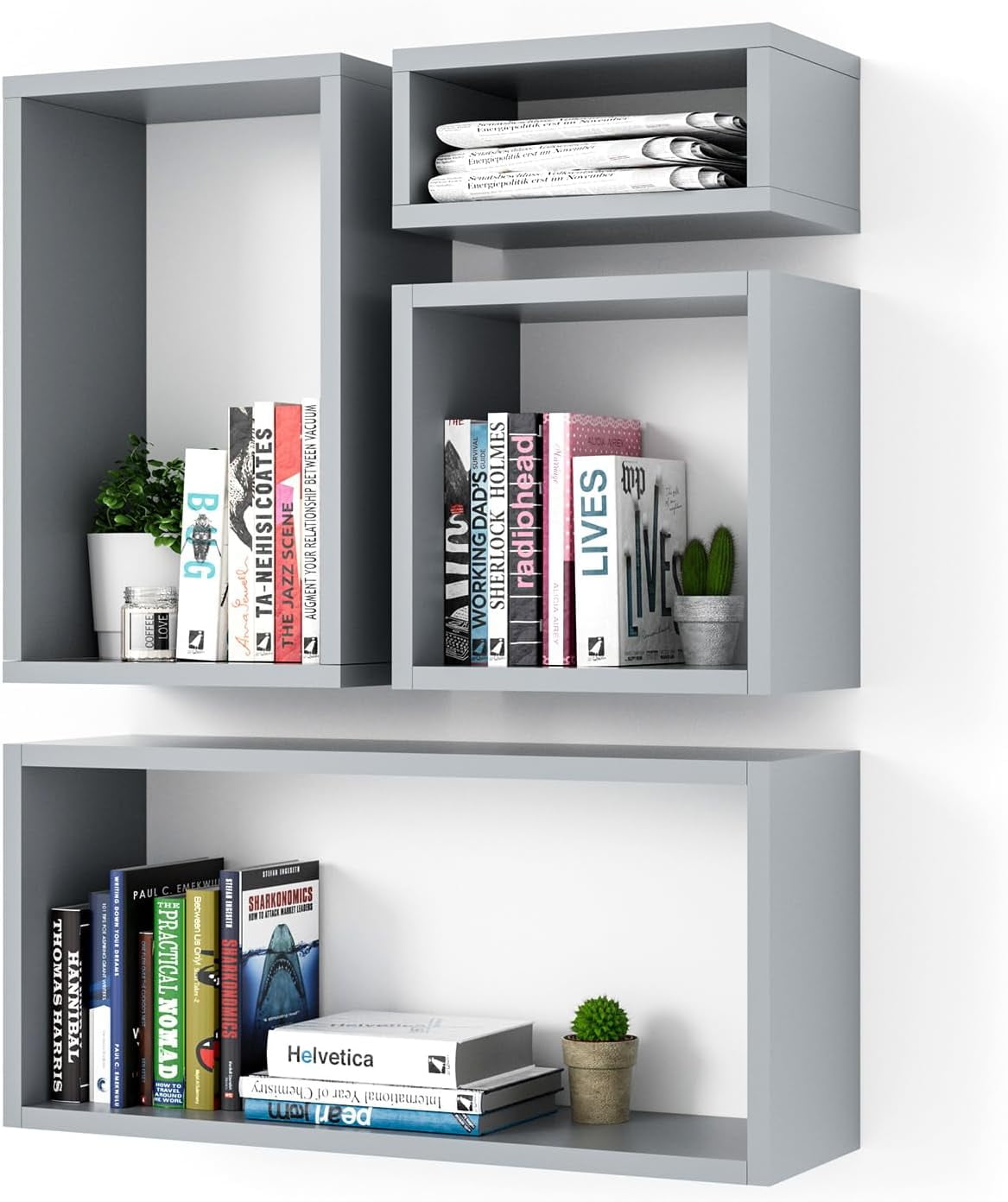 Kaboon Wall Mount Shelf Set of 4, Floating Cube Shelves for Space ...