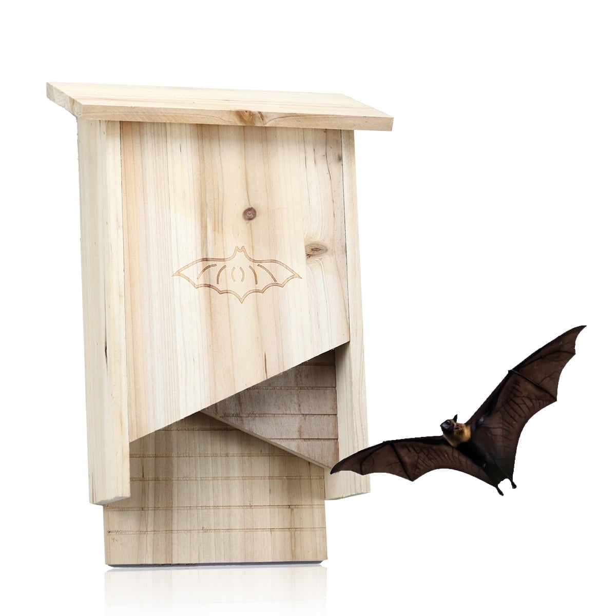 Kabuer Insect Control Bat House - Wooden, Mosquito-Free, Two-Chamber ...