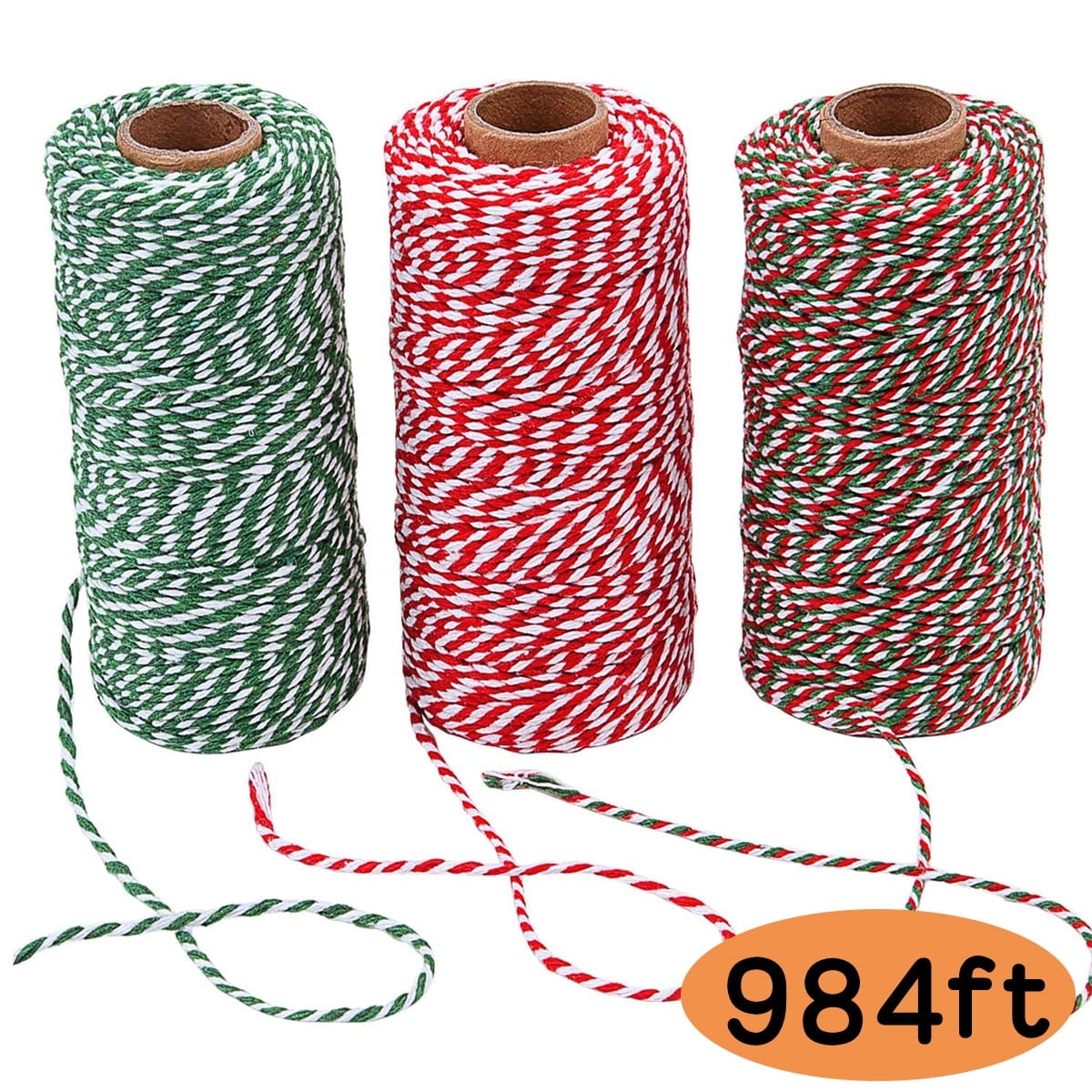 Kabuer Strong Natural Colored Christmas Cotton Twine, 3 Roll String ...