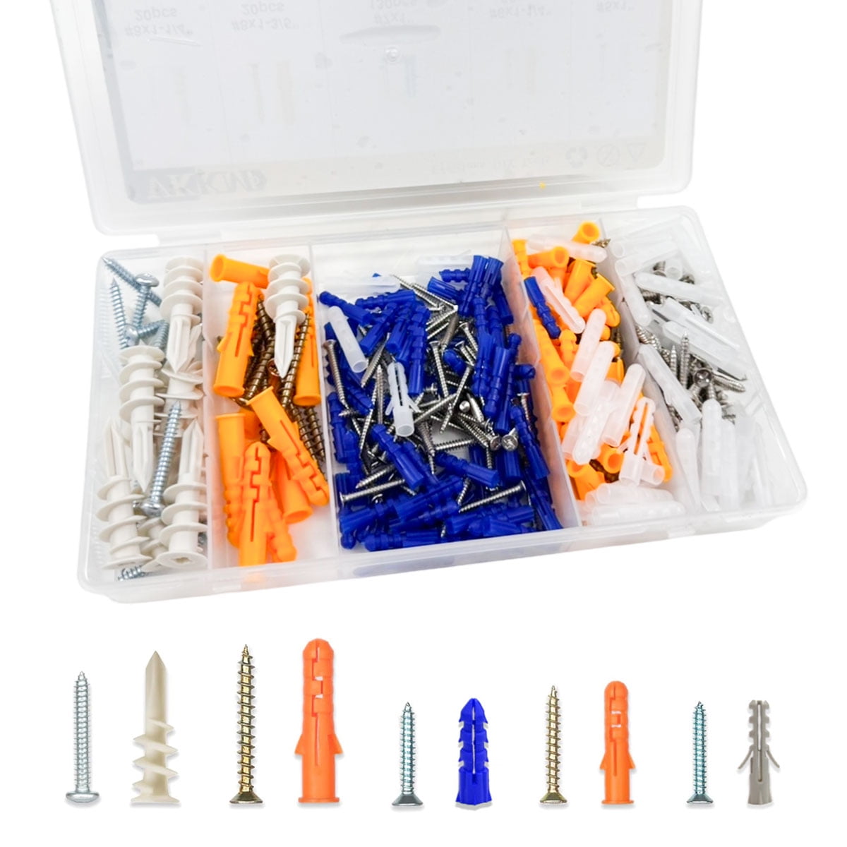 Kabuer Drywall Anchors Kit, 350Pcs Set with Assorted Sizes for ...
