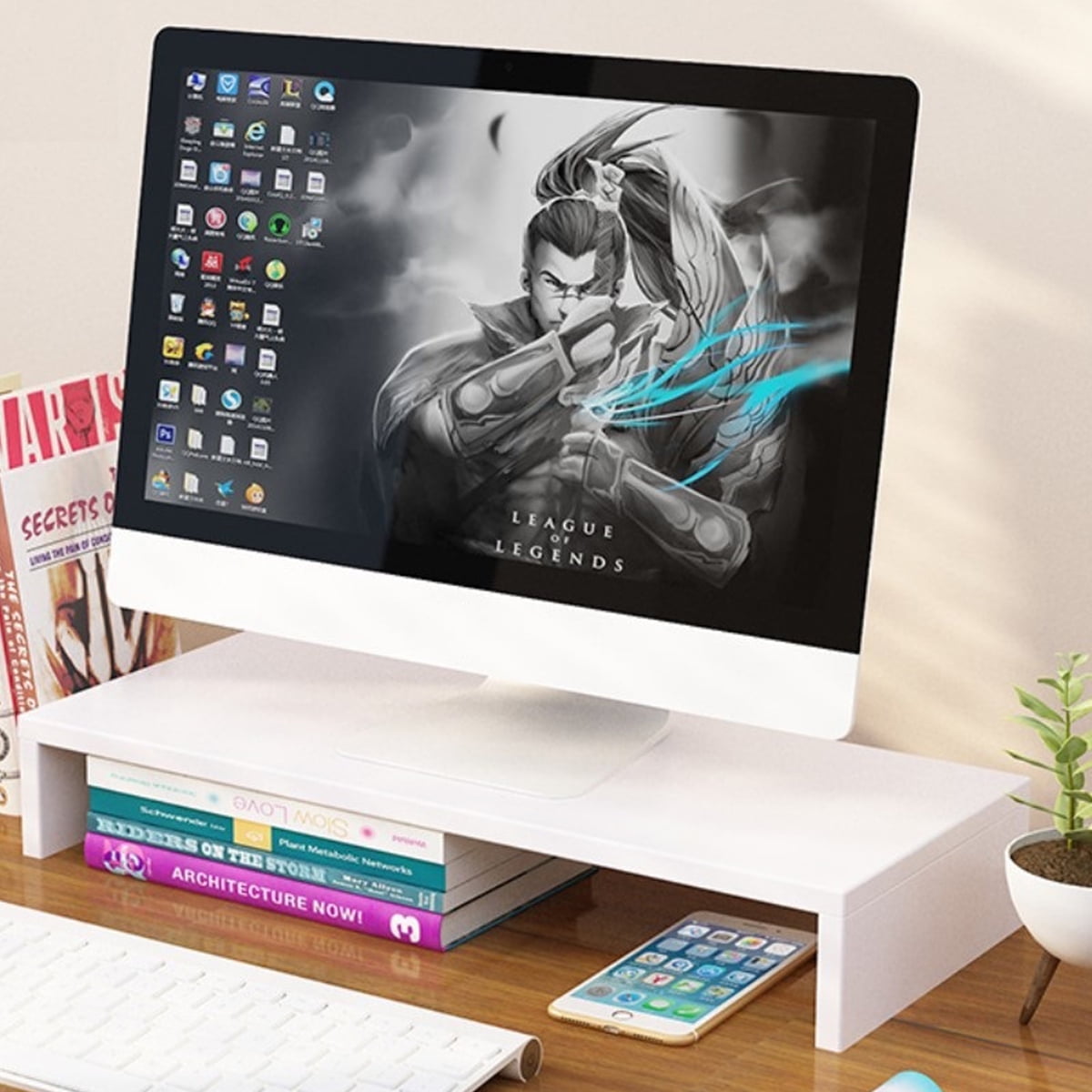 Kabuer Monitor Stand Riser, Desk Shelf with Storage Drawer for Desktops ...