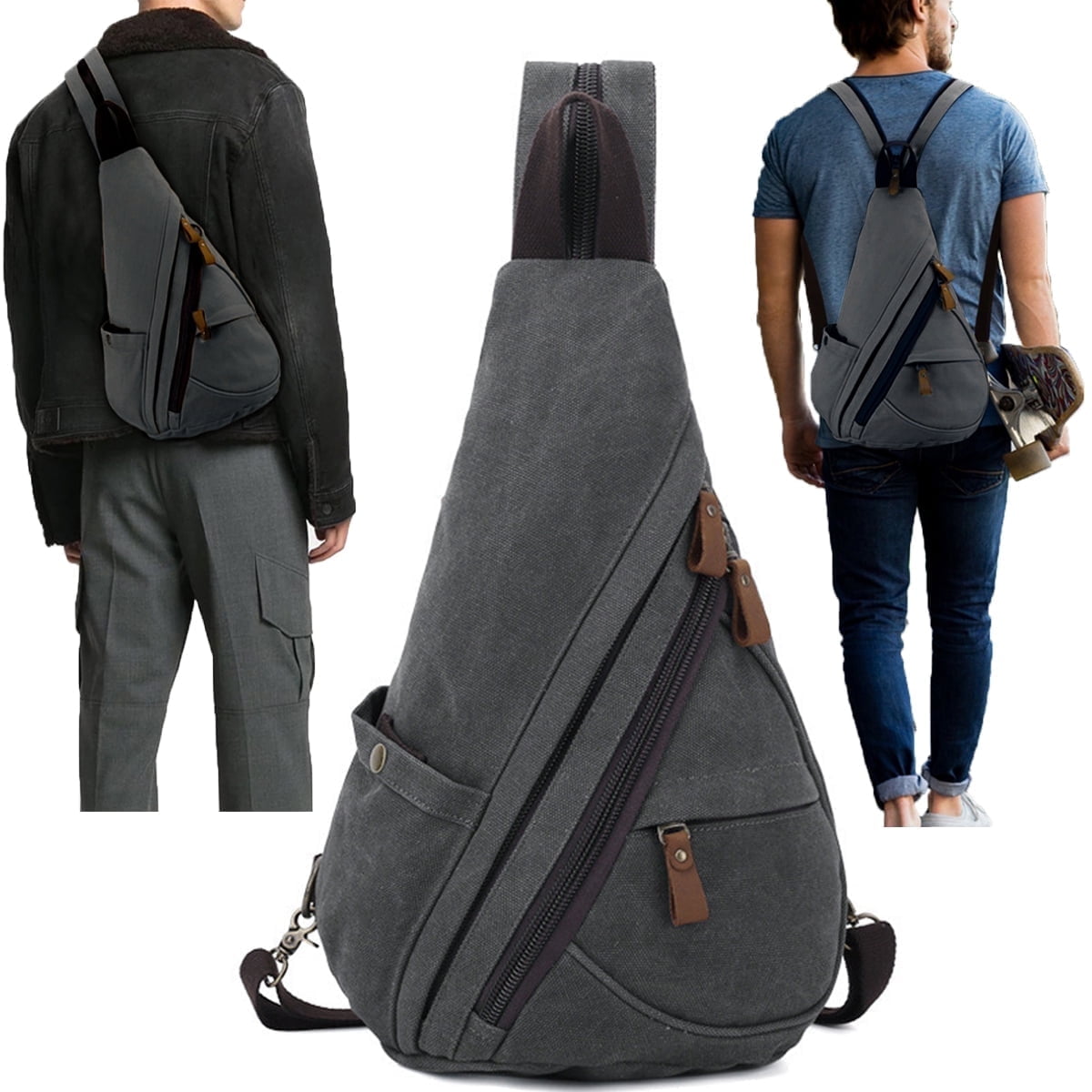 Kabuer Sling Bags for Men, Chest Backpack Shoulder Daypack for Man Women, Dark Drey - Walmart.com