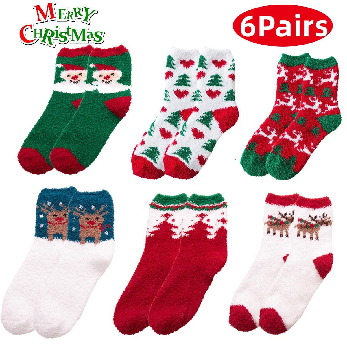 Kabuer Women Fuzzy Socks Christmas Socks for Women Cute Cartoon Holiday ...