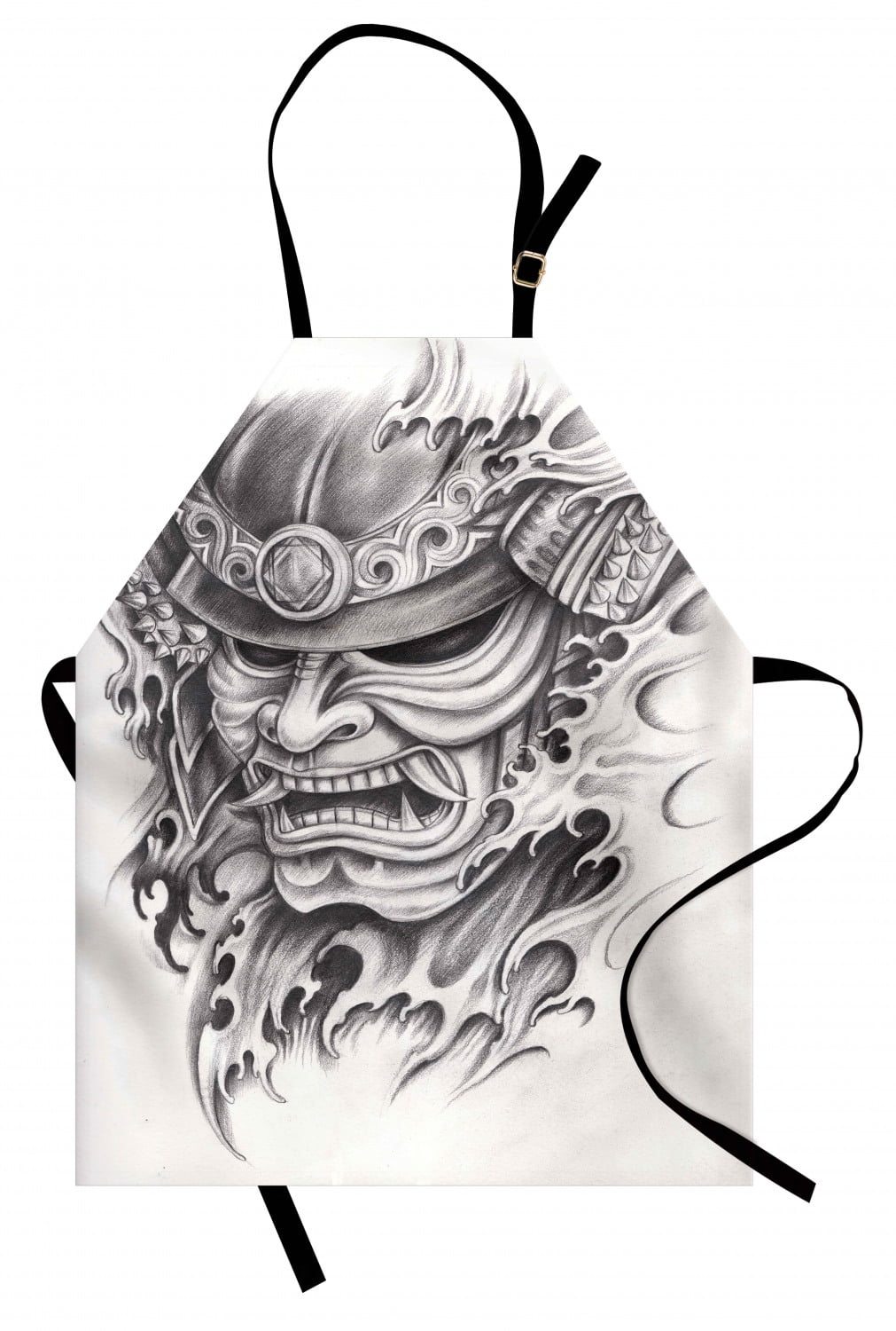 Kabuki Mask Apron Warrior Samurai Drawing Style with Angry Expression ...