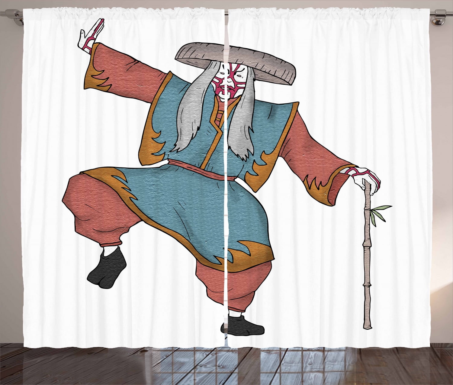 Ambesonne Kabuki Curtains 2 Panel Set, Costume Hat, 108" x 84 ...