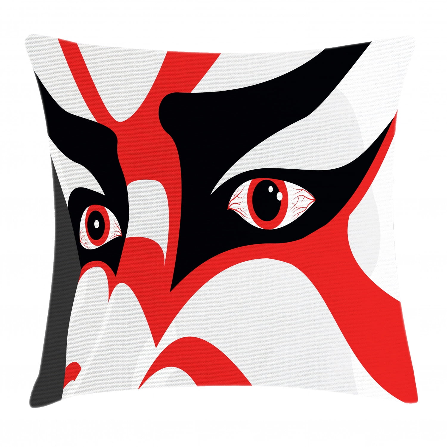 Kabuki Mask Decoration Throw Pillow Cushion Cover, Japanese Drama ...