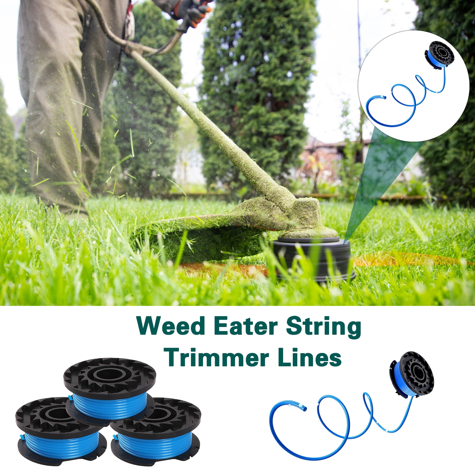 Kacaiy 3Pcs Weed Eater String for 18V 24V 40V Cordless Trimmers Durable ...