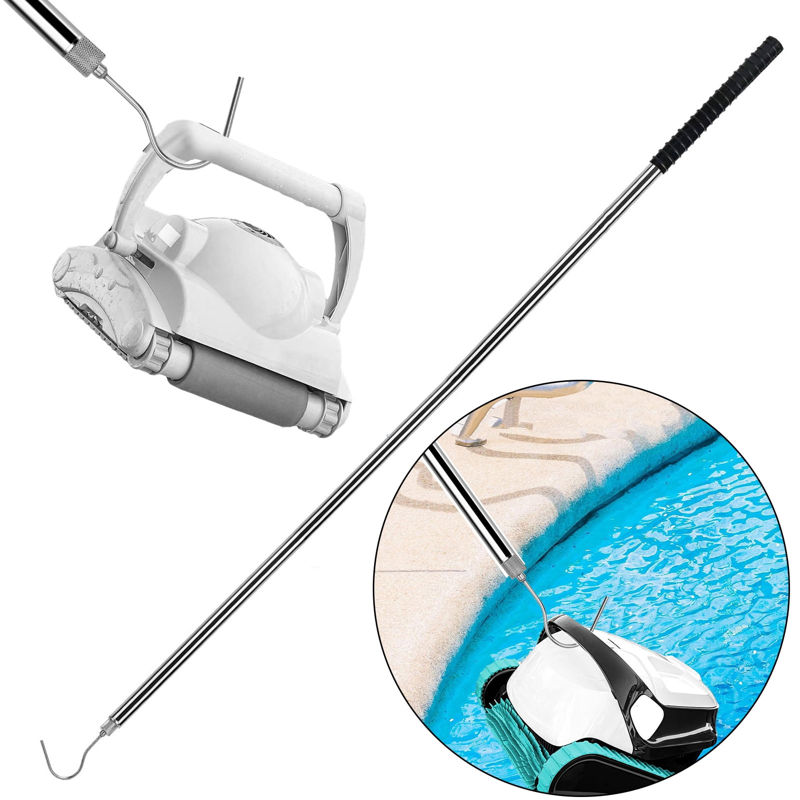 Kacaiy Pool Robot Vacuum Retrieval Hook with Telescopic Pole Stainless ...