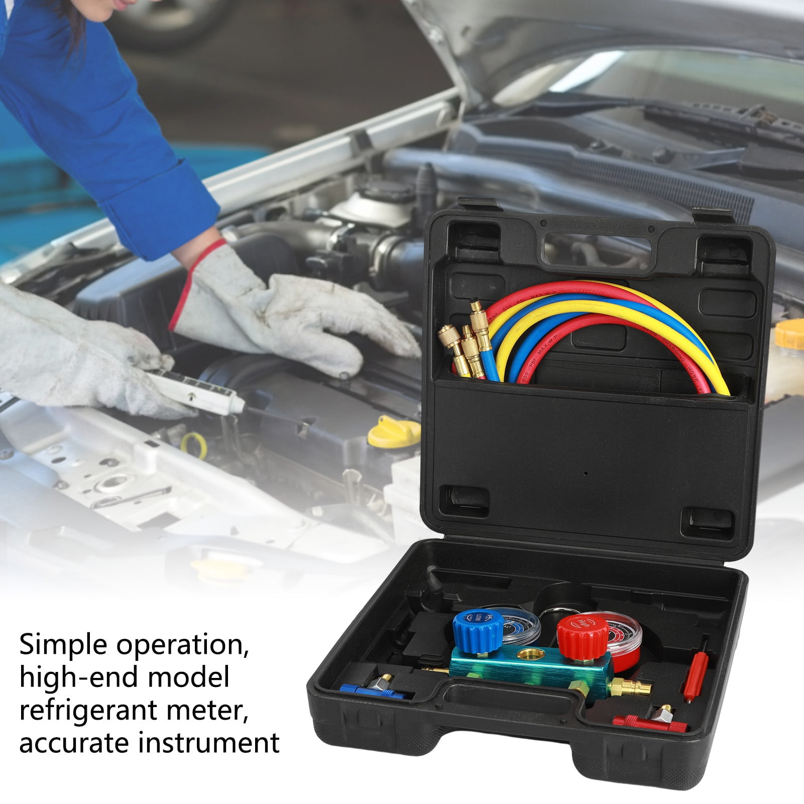 Kacaiy R1234YF Refrigerant Recharge Kit with 3 Hoses & 2 Couplers, AC ...