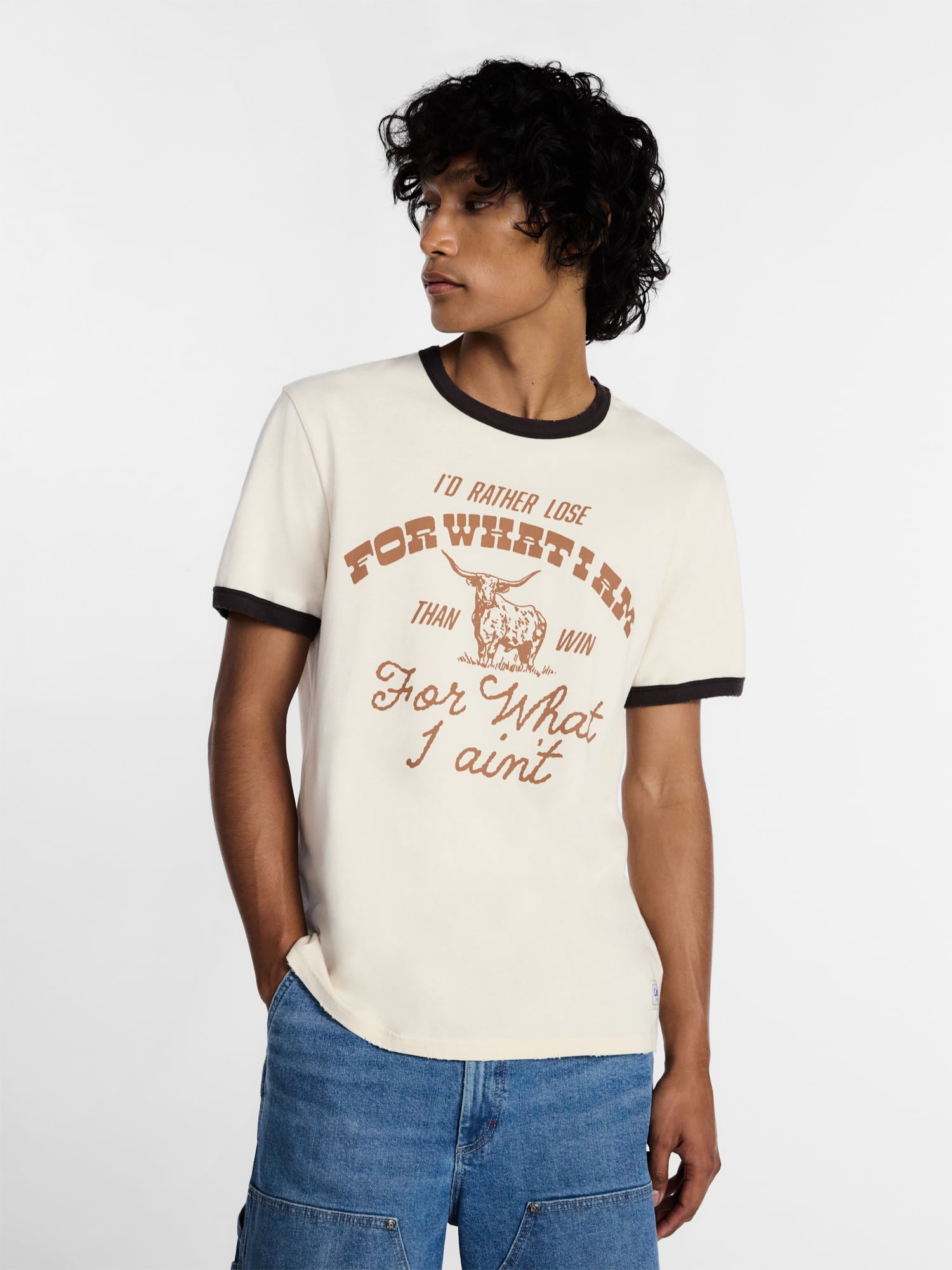 Kacey Lee Men's and Big Men's For What I Am Graphic Ringer Tee, Sizes S ...