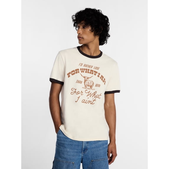 Kacey Lee Men's and Big Men's For What I Am Graphic Ringer Tee, Sizes S ...
