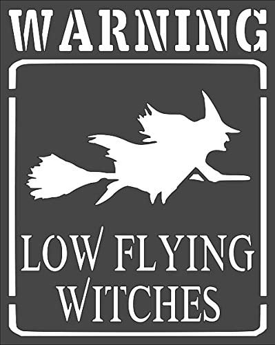 Kachi Pencil Art Craft Layering Stencil 8x10 inch Warning Low Flying Witches Crafts Arts ...