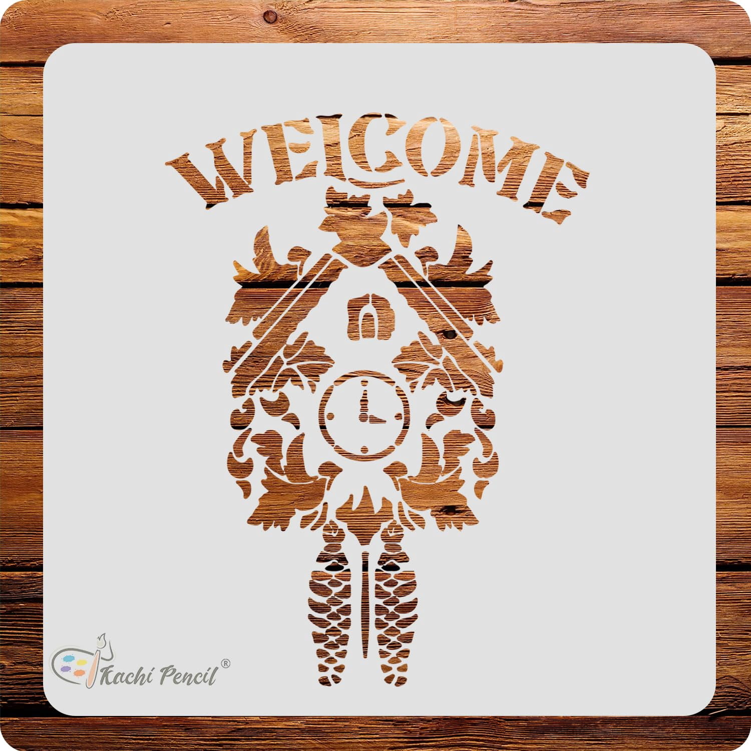 Kachi Pencil Cuckoo Clock Welcome Stencil for Craft Painting ...