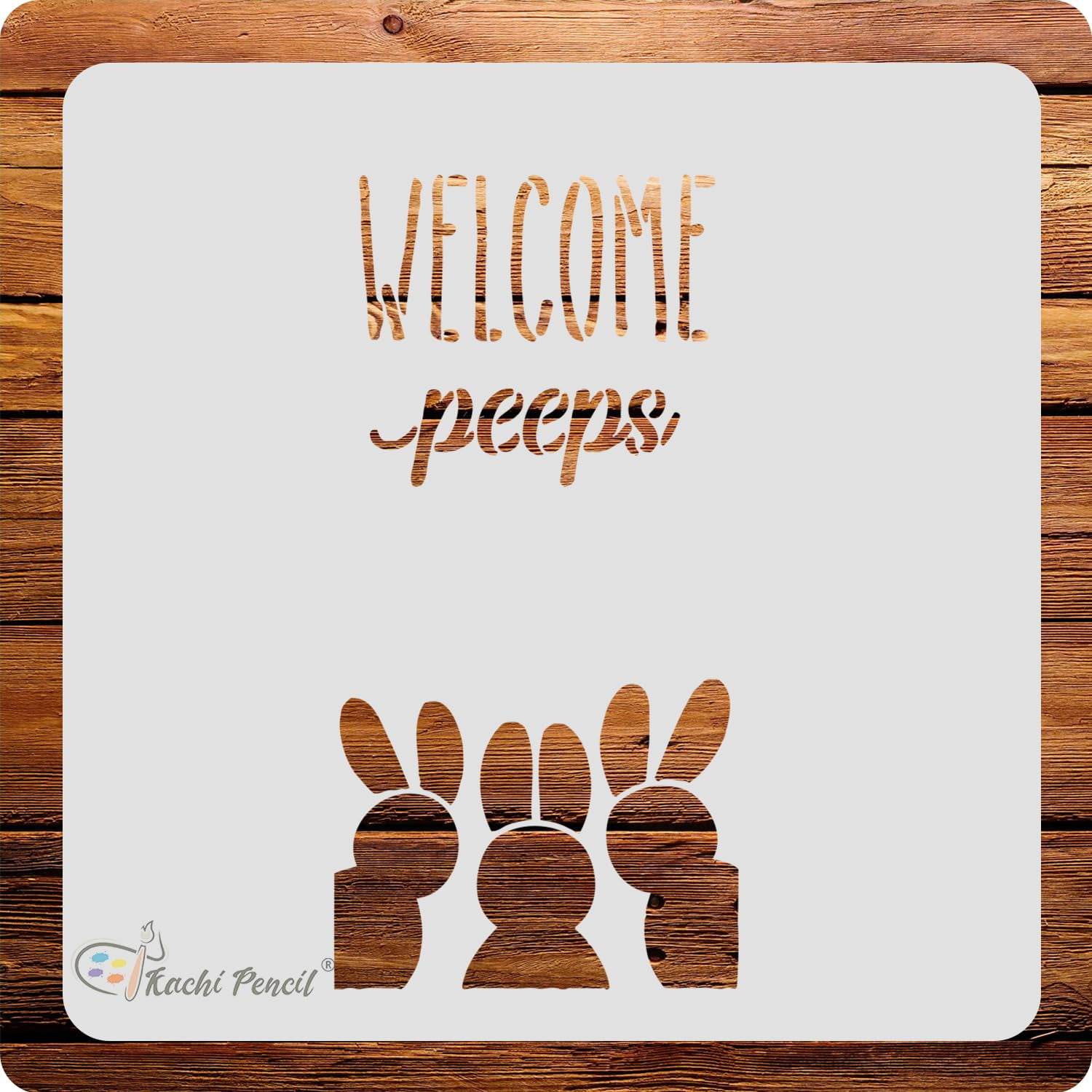 Kachi Pencil Easter Welcome Peeps Stencil for Craft Painting ...