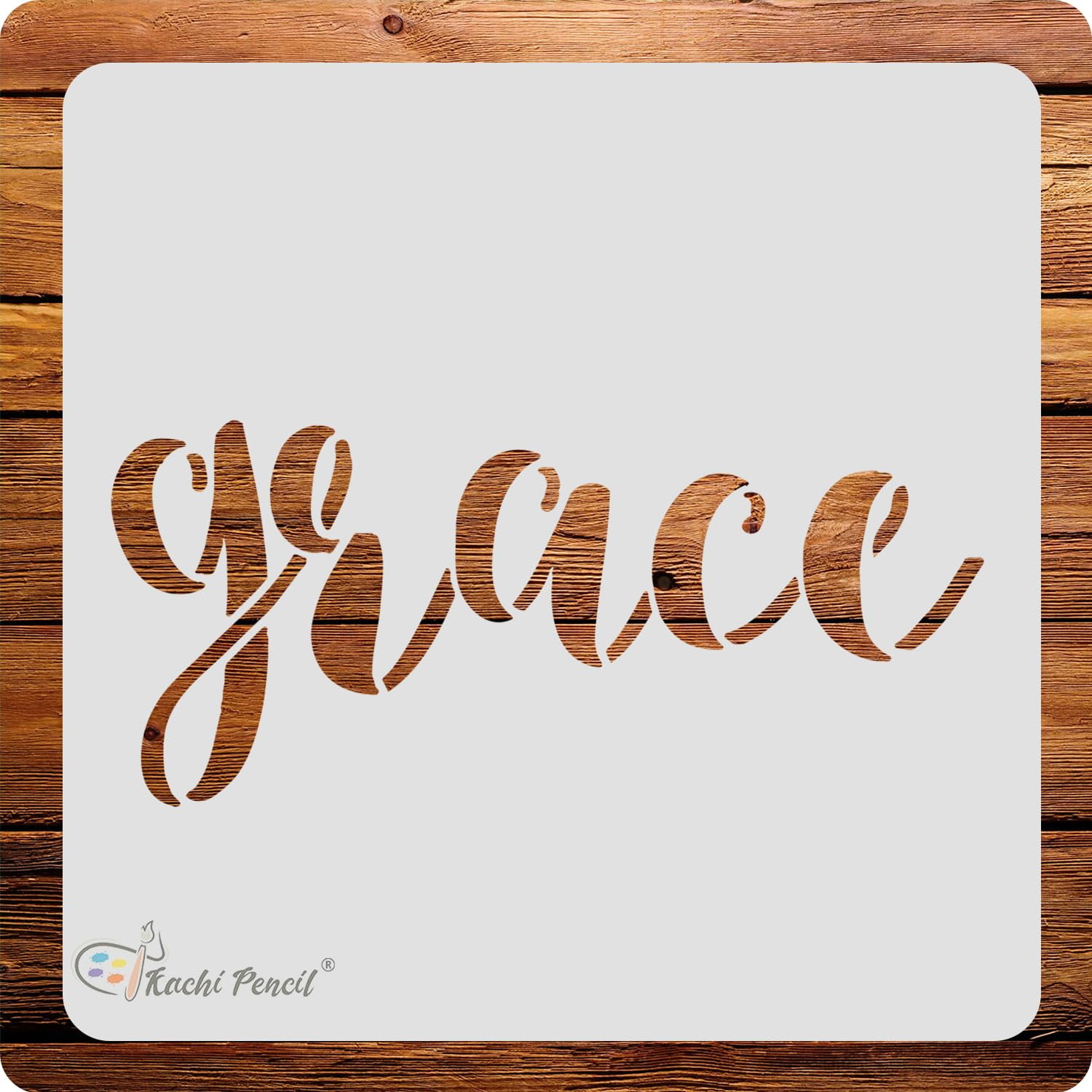 Kachi Pencil Grace Stencil for Craft Painting Scrapbooking Size 6x6 inch Reusable Stencils for ...
