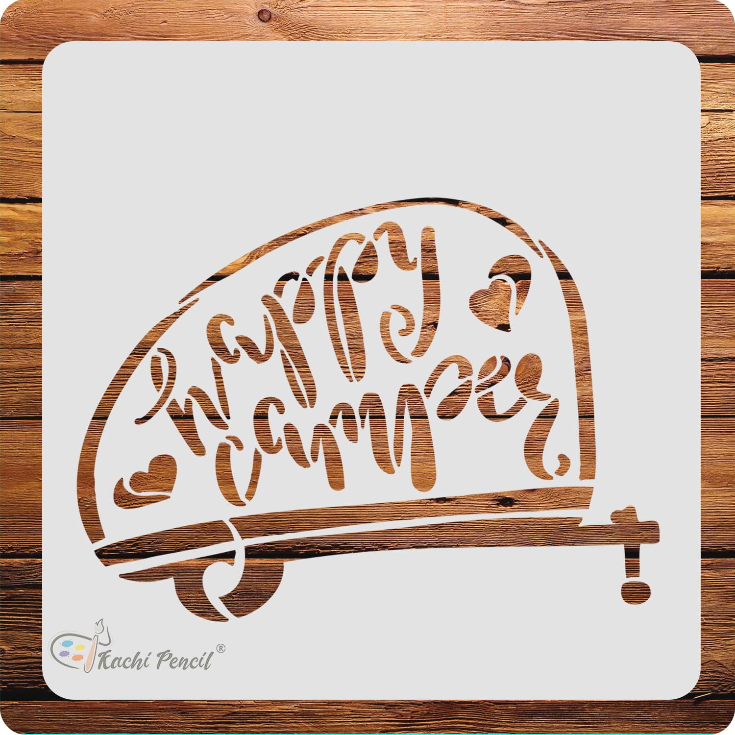 Kachi Pencil Happy Camper Stencil for Craft Painting Scrapbooking Size ...