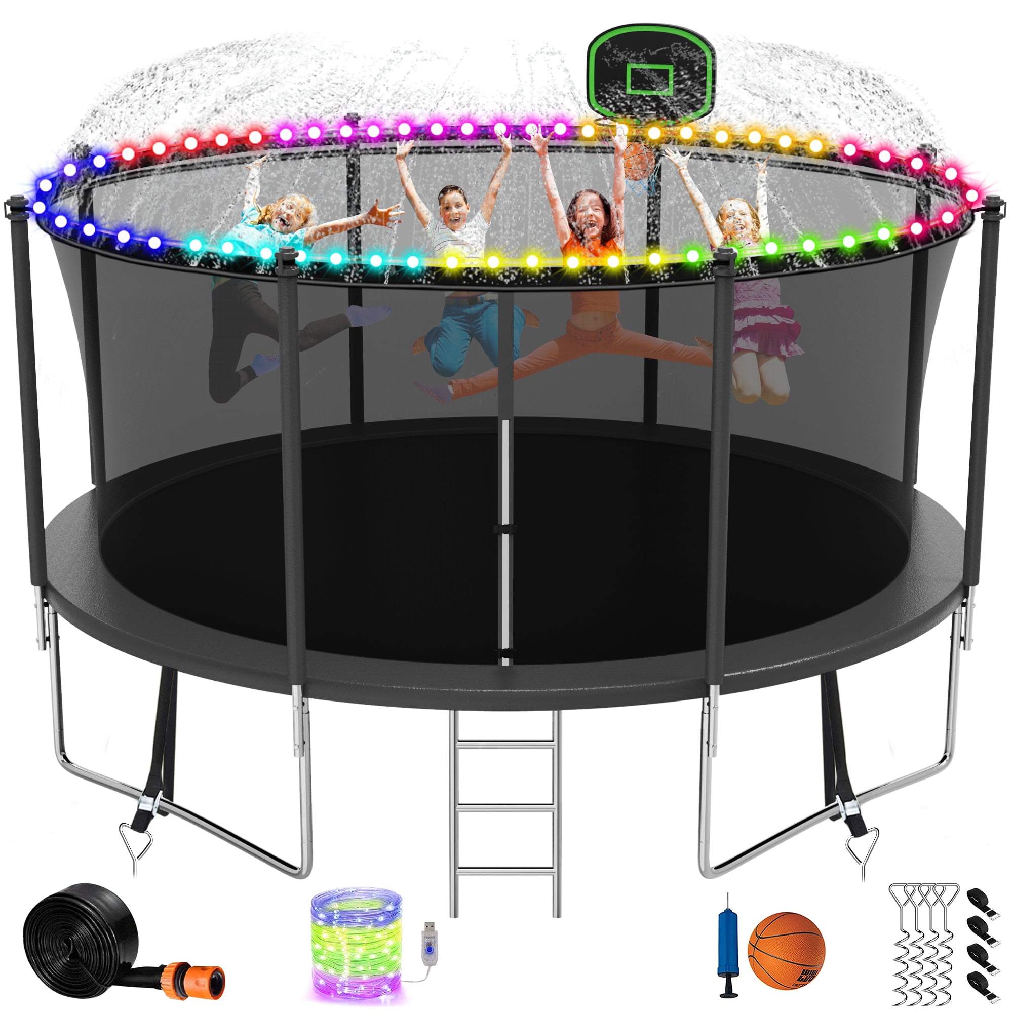 Kacho 14FT Trampoline 1400LBS for Kids Adults Trampoline with Sprinkler ...