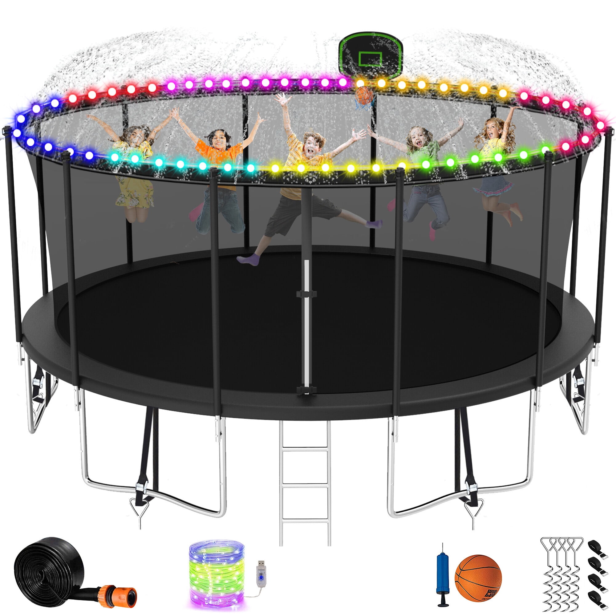 Kacho 15FT Trampoline 1500LBS for Kids Adults Trampoline with Sprinkler ...