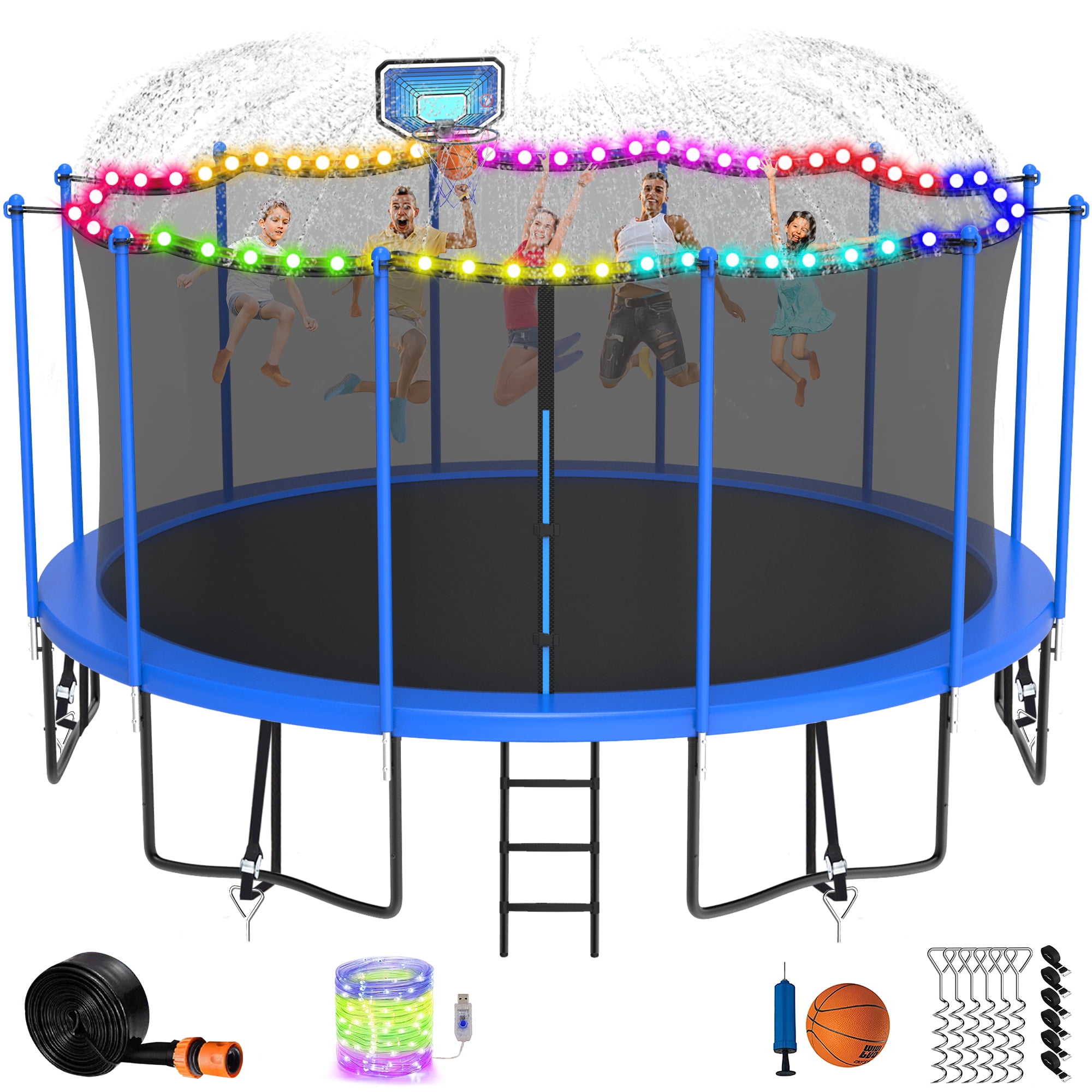 Kacho 16FT Trampoline for Kids and Adults, Trampoline with Sprinkler ...