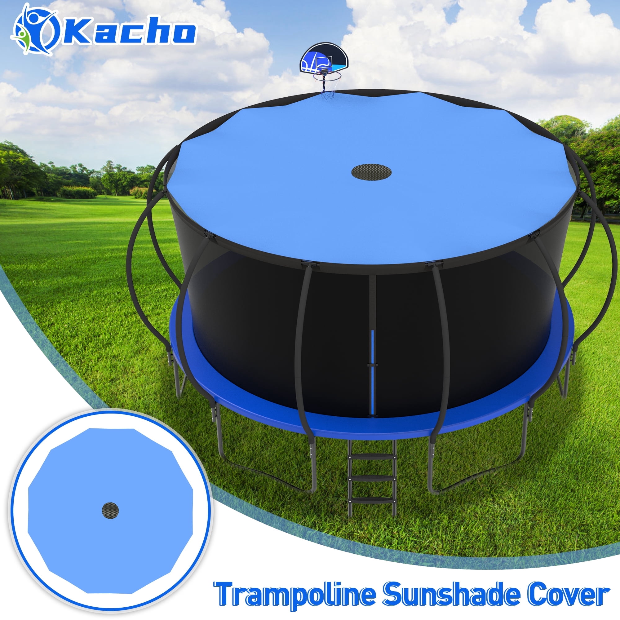 Kacho 16FT Heavy Duty Trampoline with Sprinkler, Light, Safety Net ...