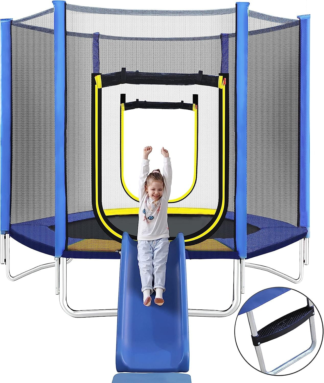 Kacho 7ft Kids Trampoline with Slide and Ladder, 7FT Trampoline, Small ...