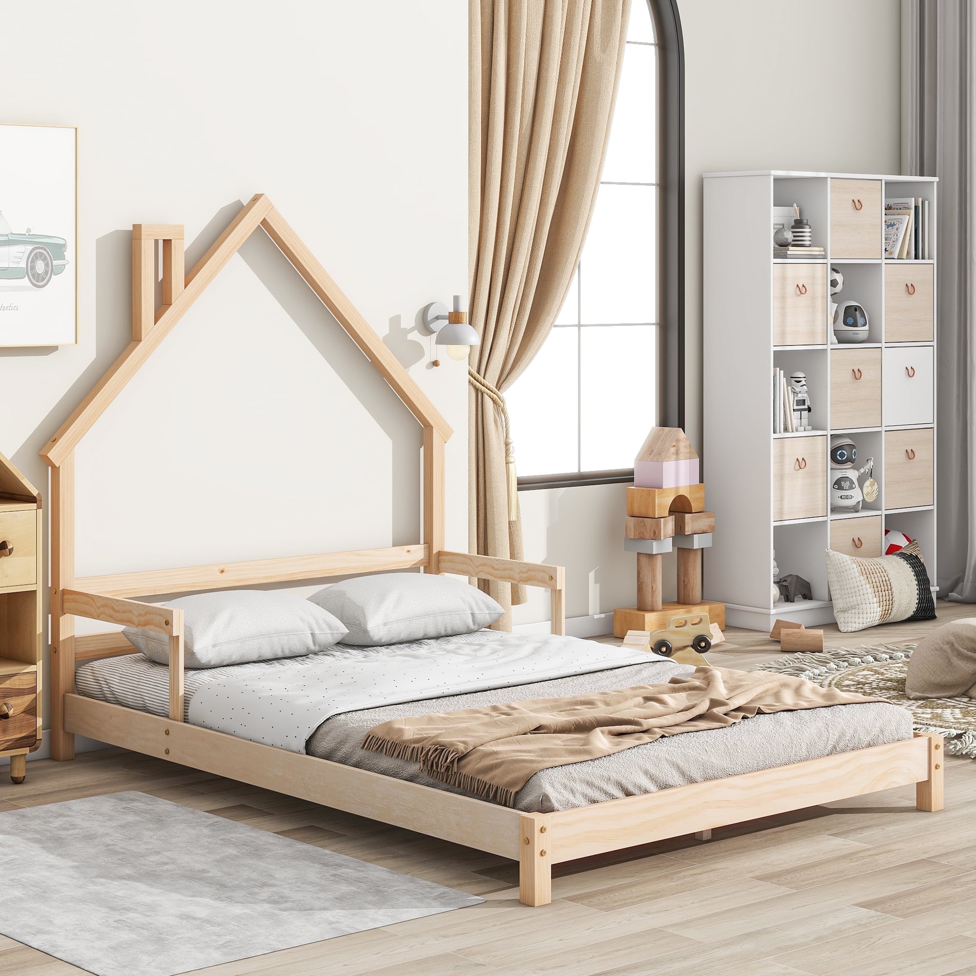 Kacho Full Size Bed Frame, Twin Plarform Bed with Headboard Bed, Solid ...