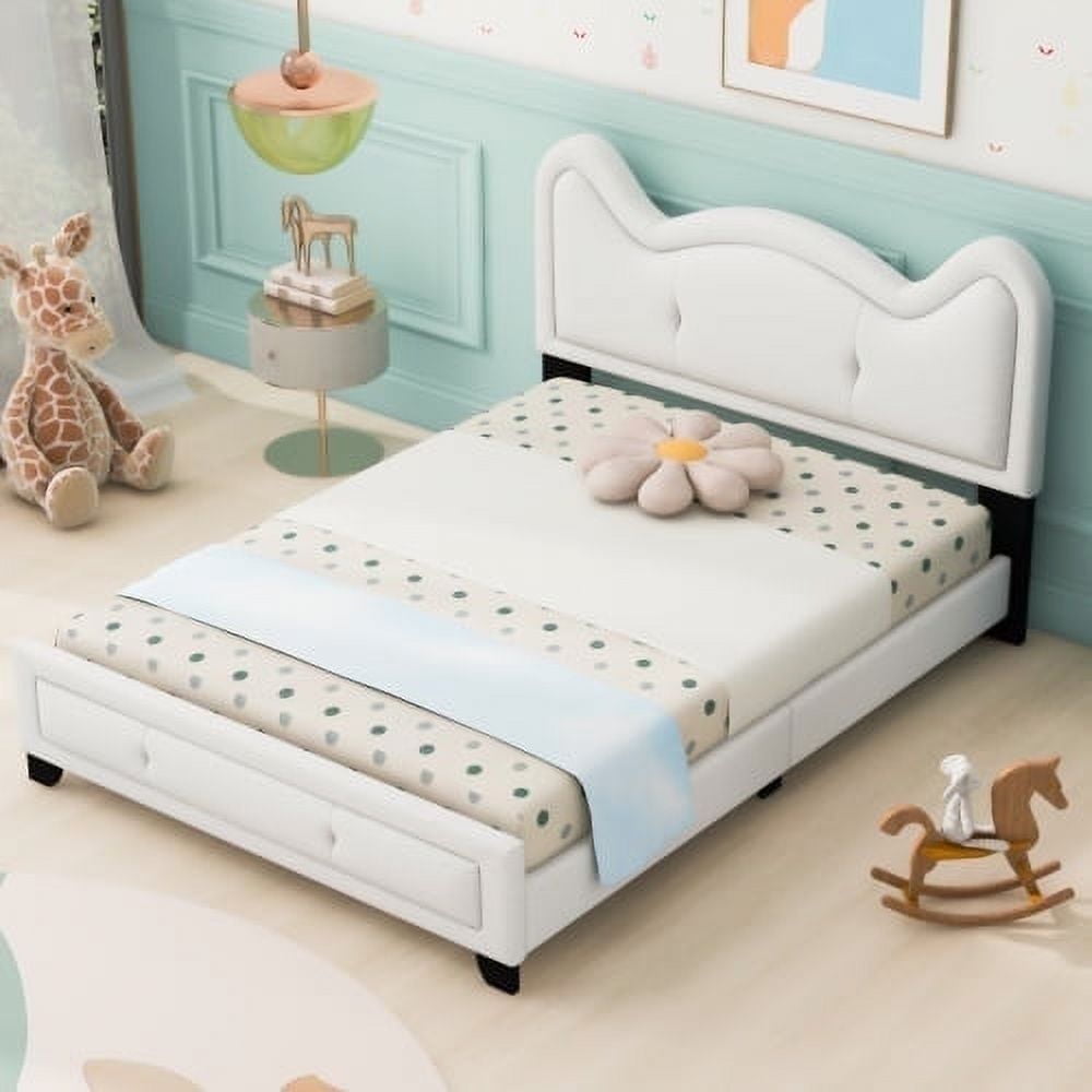Kacho Full Size Platform Bed with Carton Ears Shaped Headboard, No Box ...
