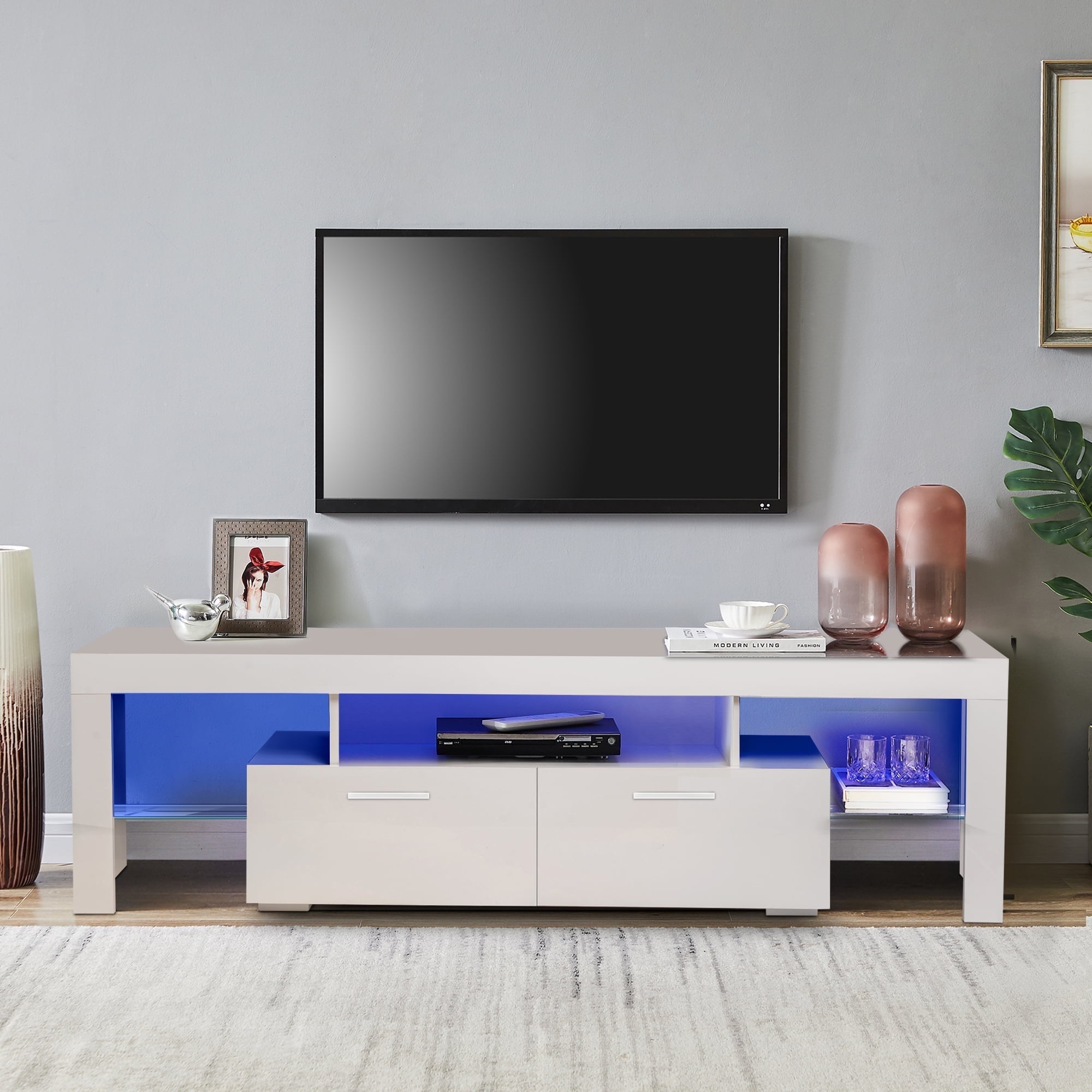 Kacho Modern TV Stand with Storage, Table Center Media Console for ...