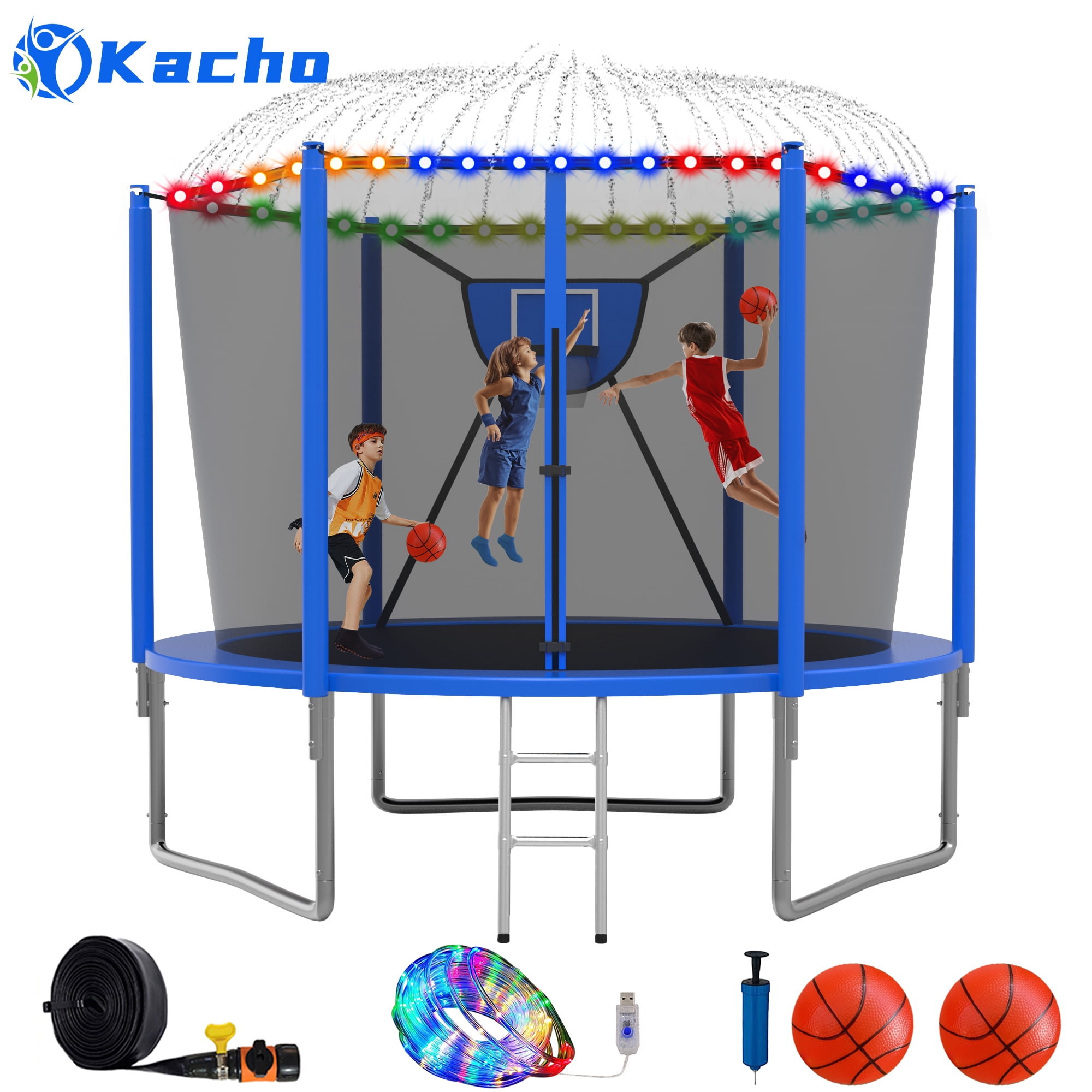 Kacho Trampoline 10FT, 1000LBS Trampoline for 1-2 Kids, Outdoor ...