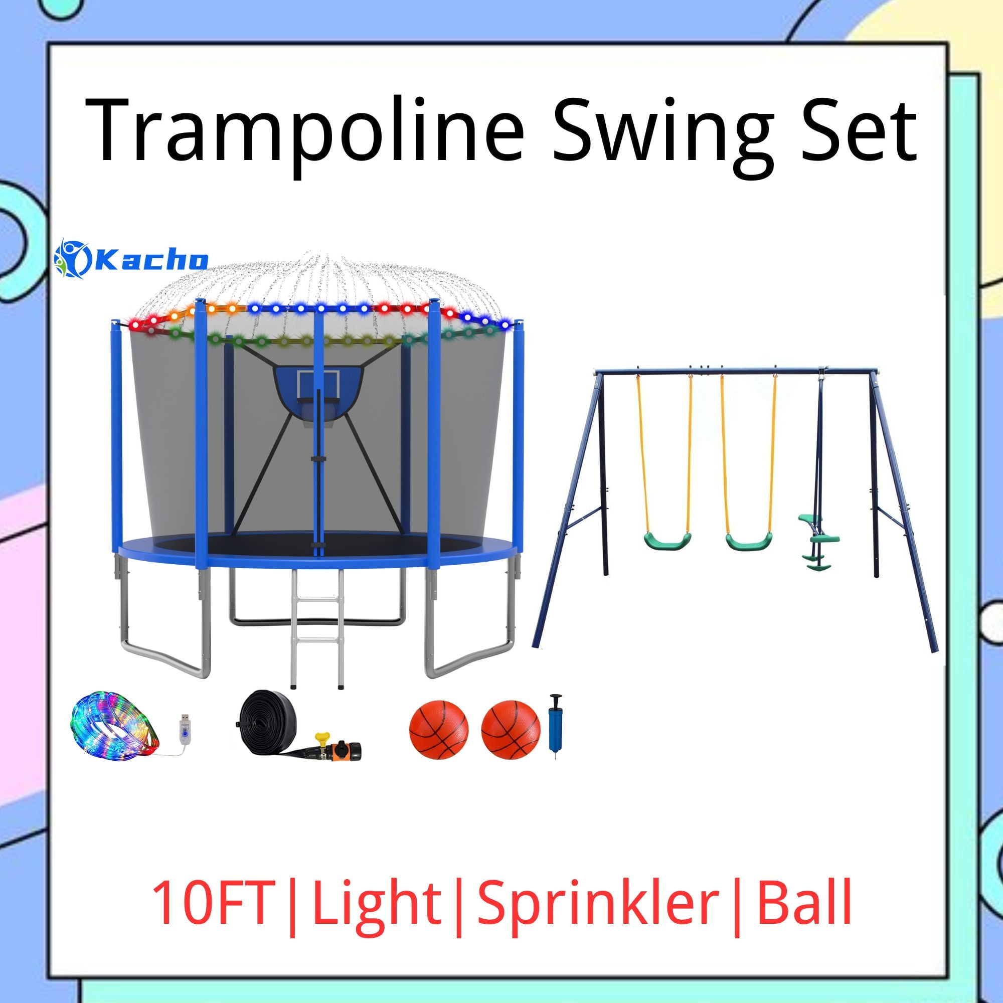 Kacho Trampoline 10FT 12FT 14FT 16FT, Trampoline with Enclosure Net ...