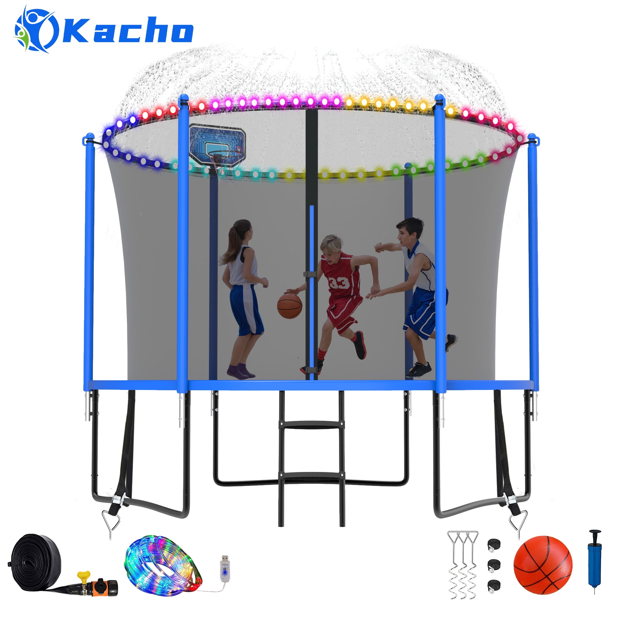 Kacho Trampoline 10FT, Trampoline with Enclosure Net, Heavy Duty ...