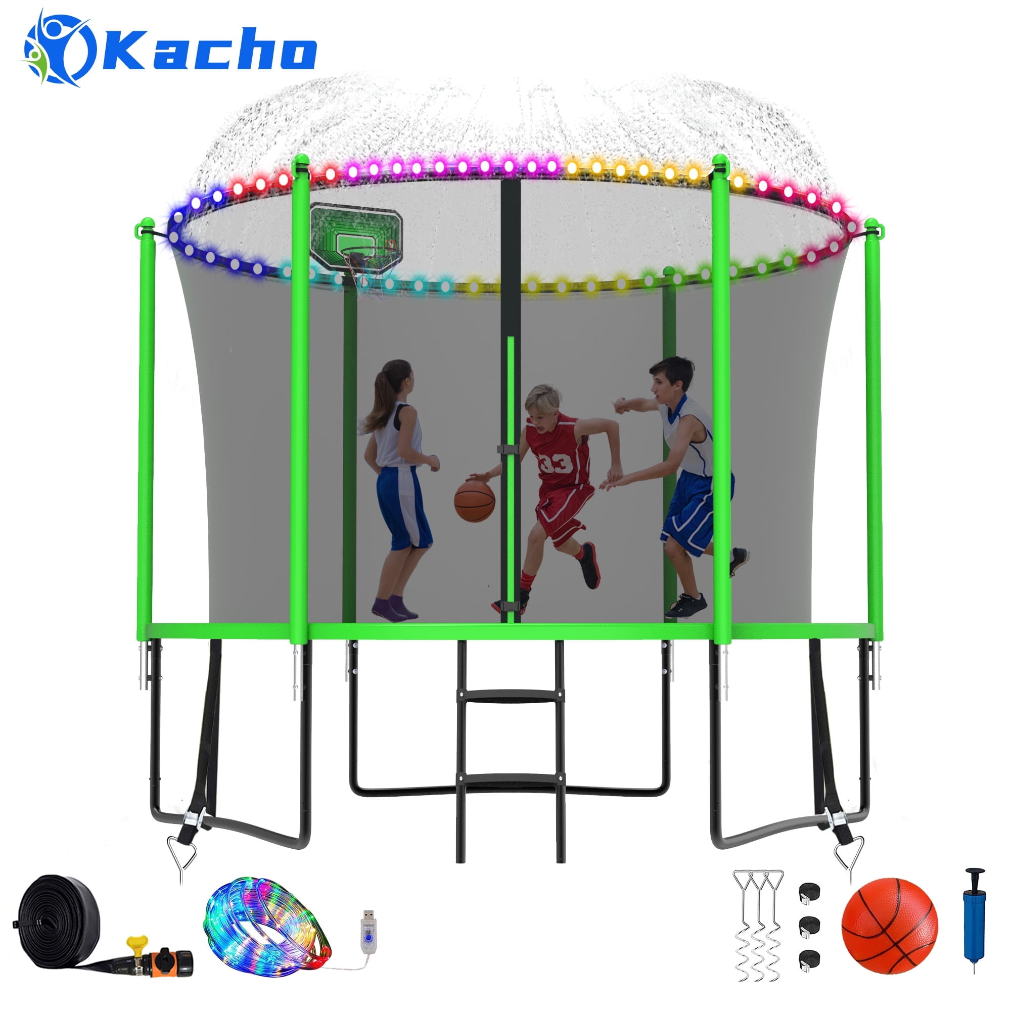 Kacho Trampoline 10FT, Trampoline with Enclosure Net, Heavy Duty ...