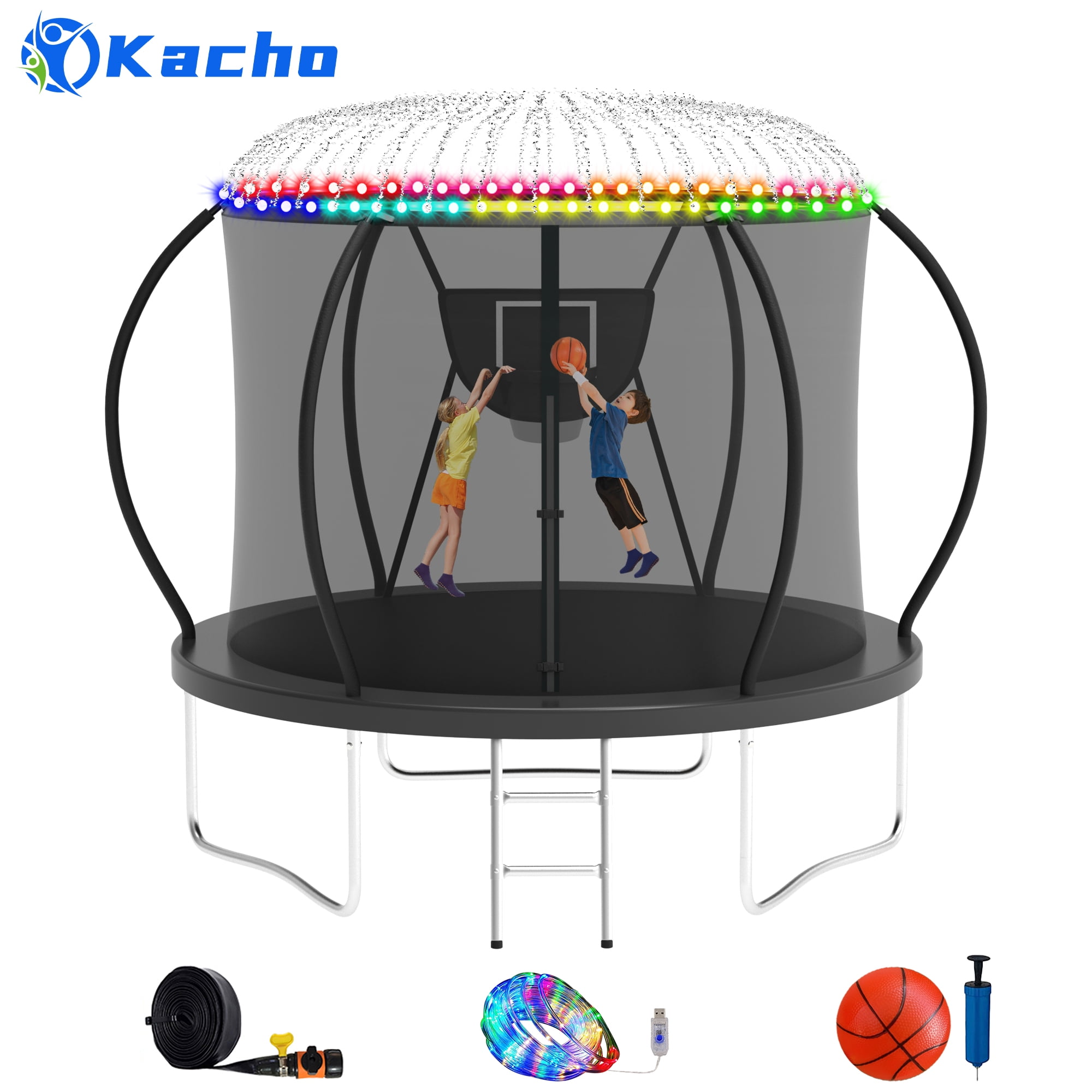 Kacho Trampoline 10FT, Trampoline with Enclosure Net, 1000LBS ...
