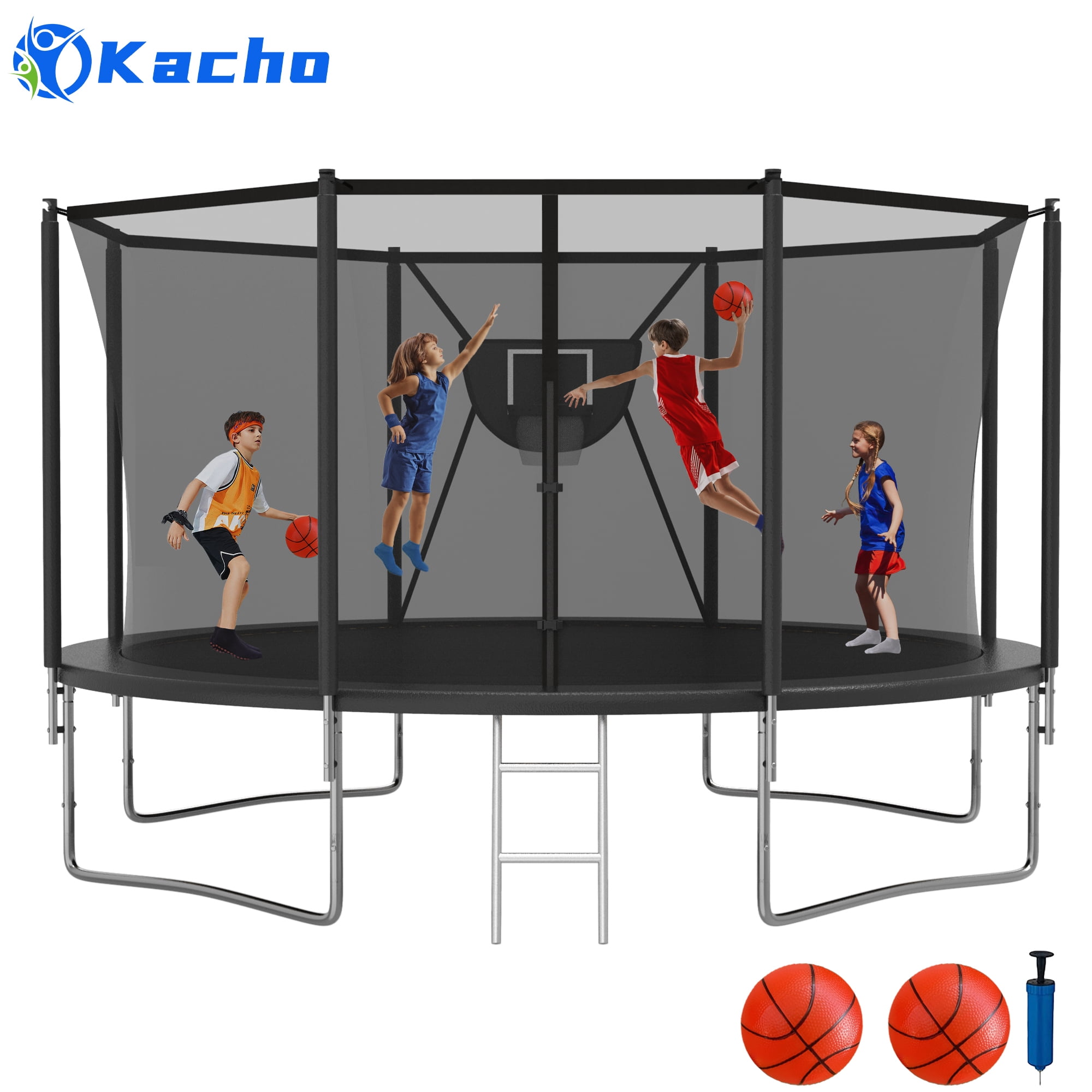 Kacho Trampoline 12FT, Heavy Duty Trampoline with Enclosure Net ...