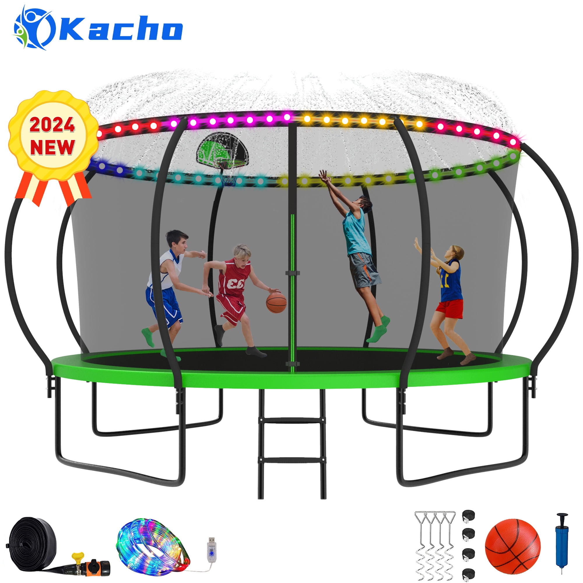 Kacho Trampoline, 12FT 1200LBS Trampoline for 1-2 Adults and 3-4 Kids ...