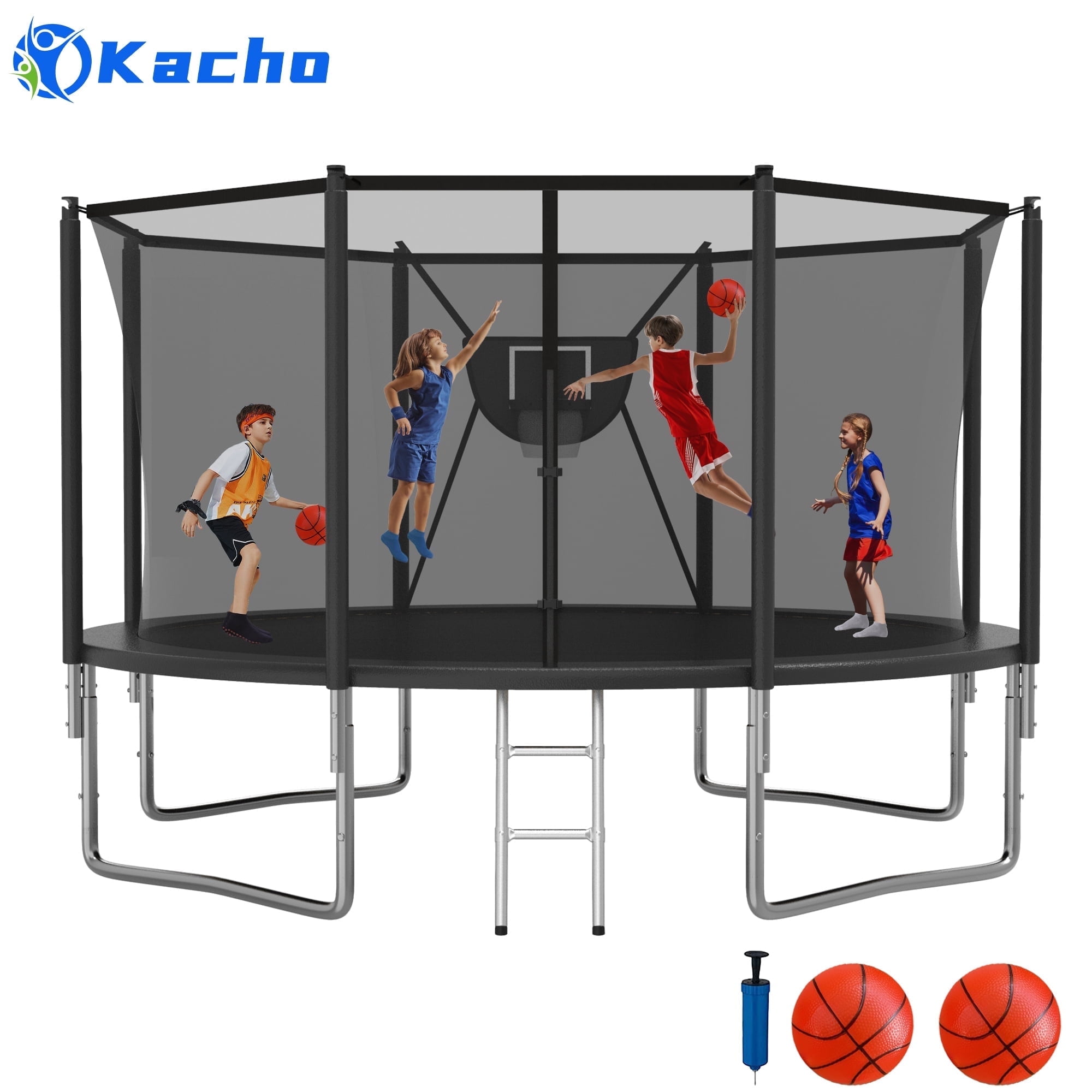 Kacho 12FT Adult Trampoline, 1400LBS with Safety Enclosure Net ...