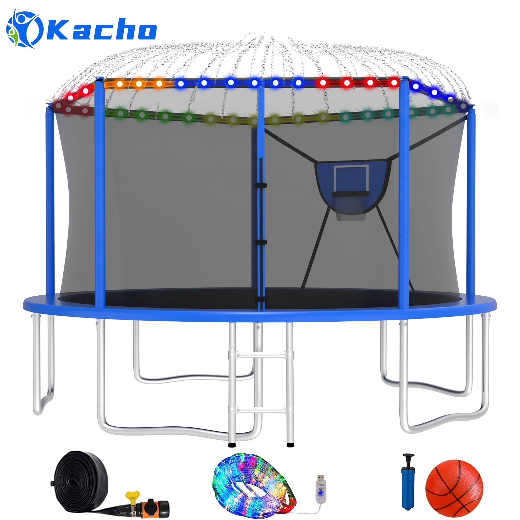 Kacho 10FT-16FT Trampoline with Enclosure, Basketball Hoop, Ladder ...