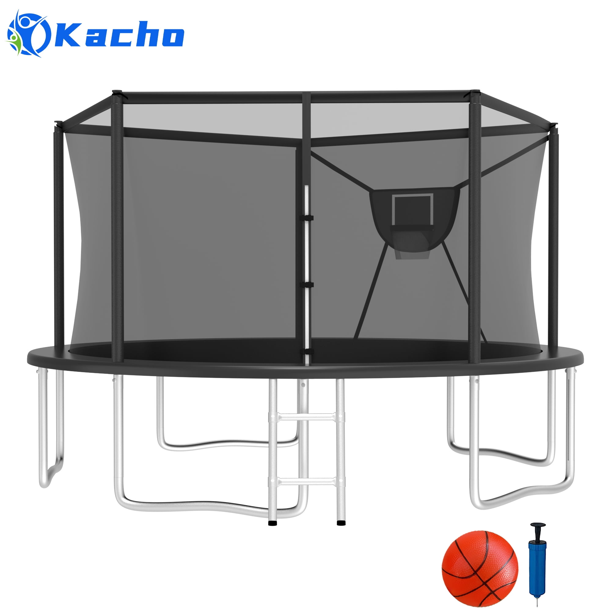 Kacho Trampoline 10-16FT, 1400LBS with Enclosure Net, Basketball Hoop ...