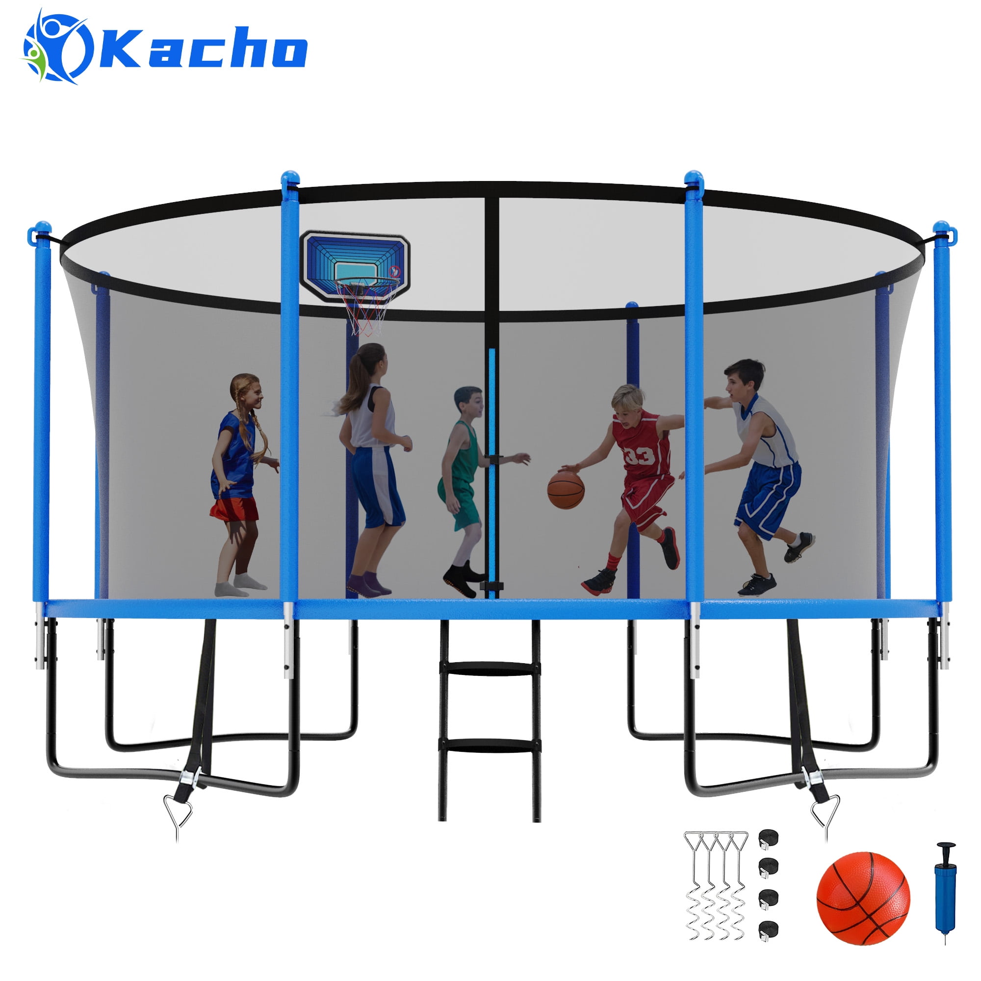 Kacho Trampoline 14FT, Trampoline with Enclosure Net, Heavy Duty ...