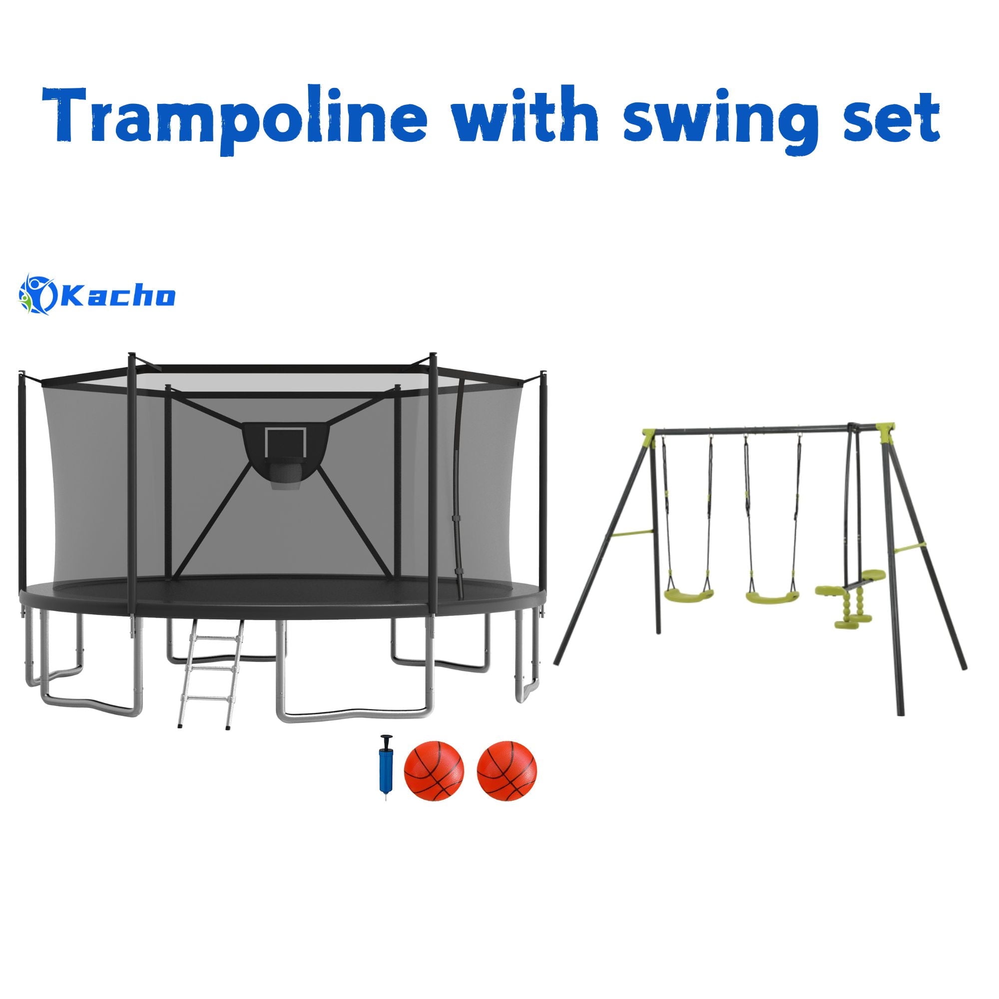 Kacho Trampoline 16FT 14FT 12FT 10FT, Trampoline with Enclosure Net ...