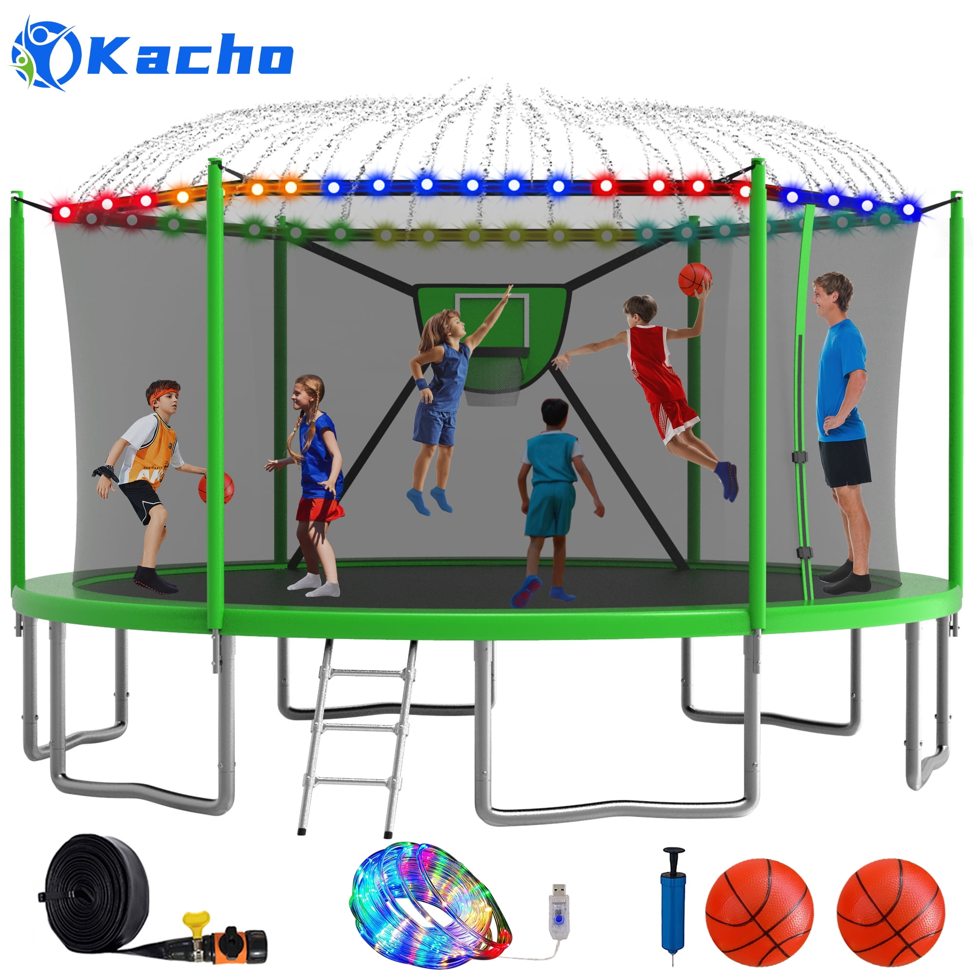 Kacho Trampoline for Kids and Adults with Net, Green, 16ft - Walmart.com