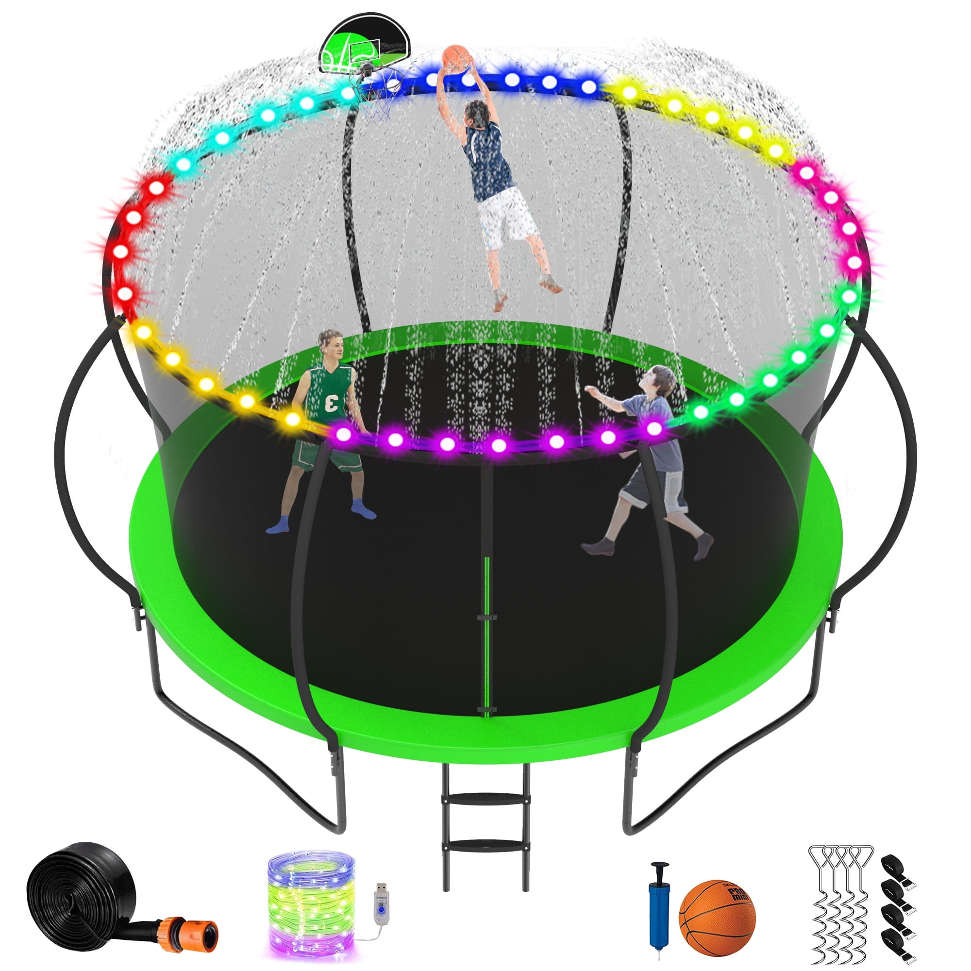 Kacho Trampoline for Kids and Adult, 12FT Trampoline with Light and ...