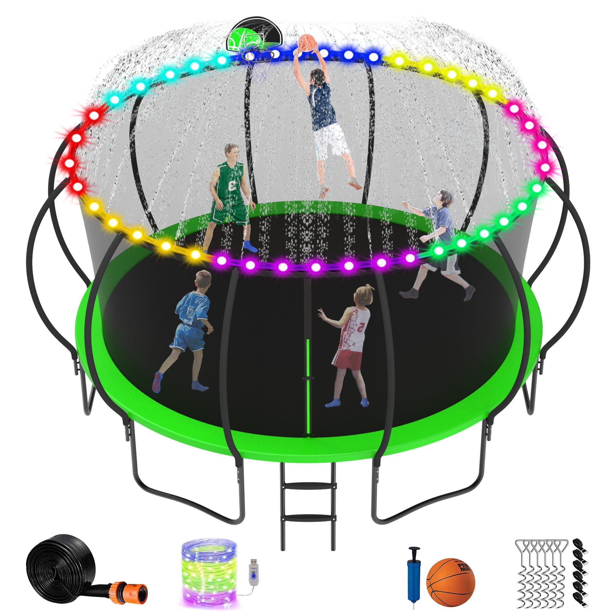 Kacho Trampoline for Kids and Adult, 15FT Trampoline with Light and ...