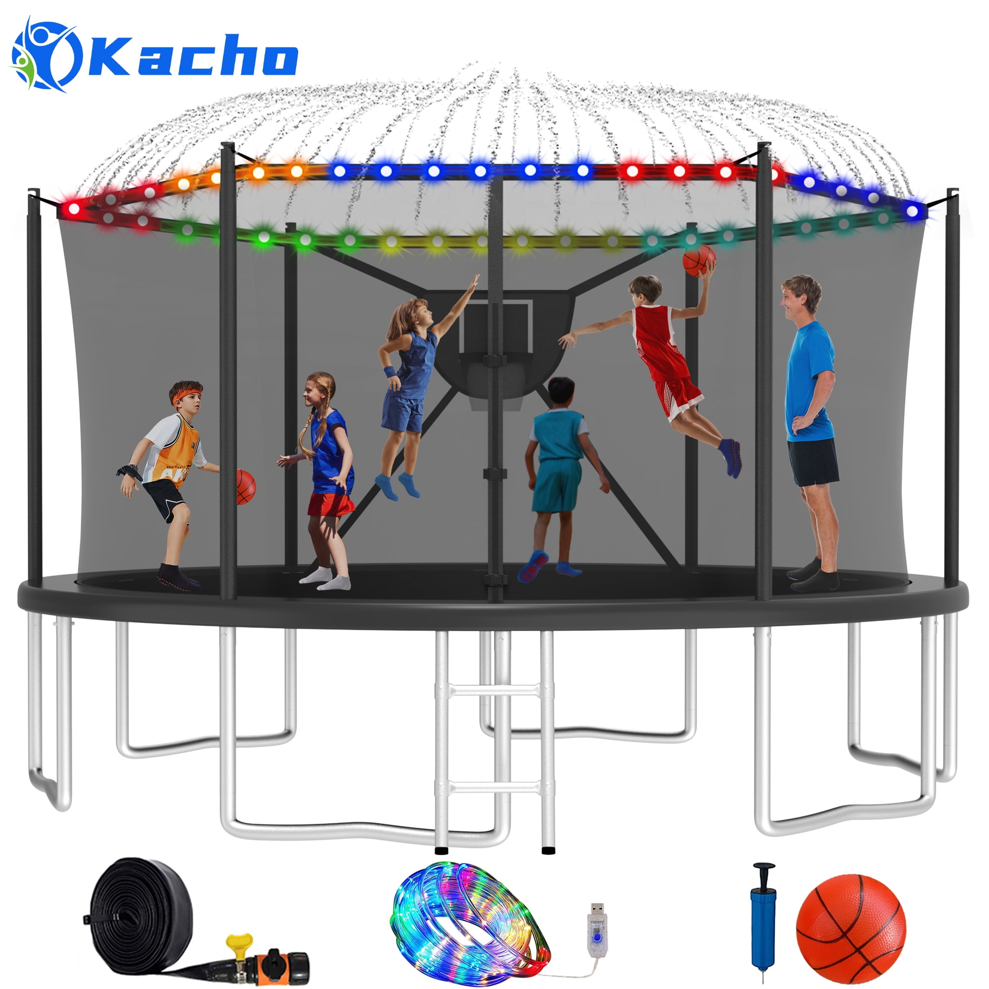 Kacho 10-16FT Trampoline for Kids & Adults, Outdoor with Safety Net ...