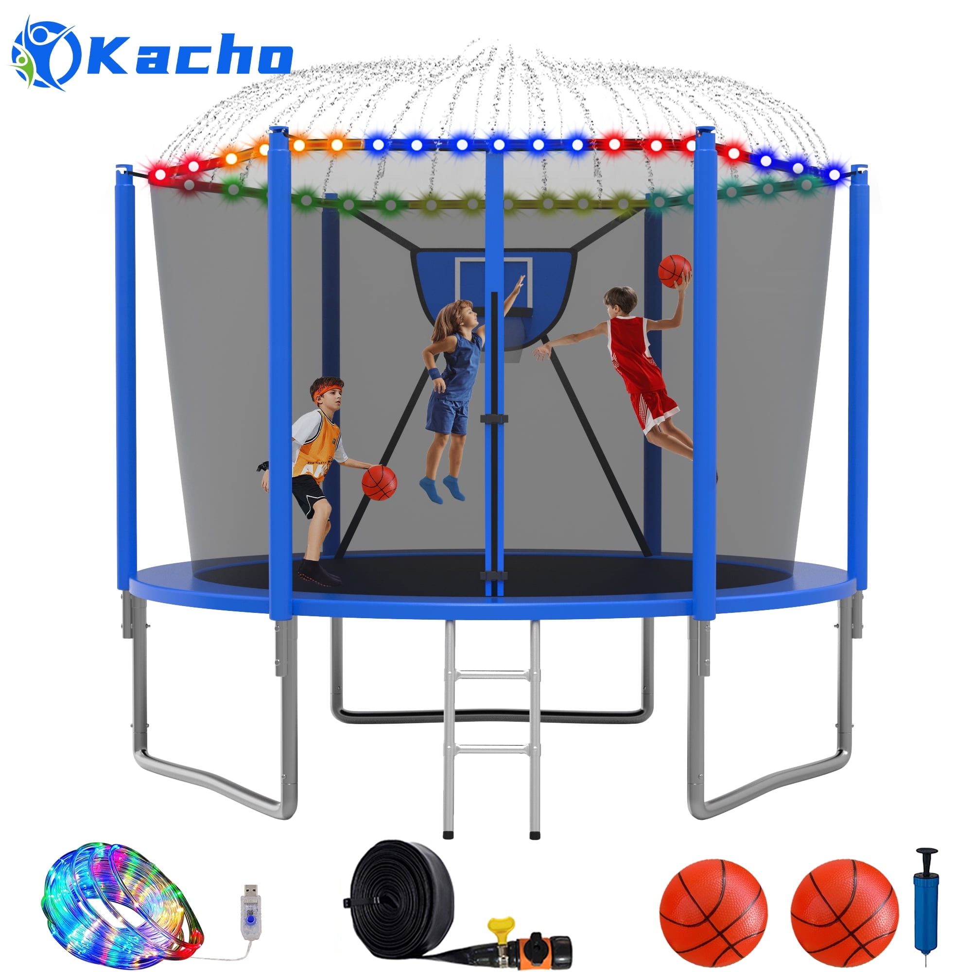 Kacho Outdoor Trampoline 10-16FT, Heavy Duty with Safety Enclosure ...