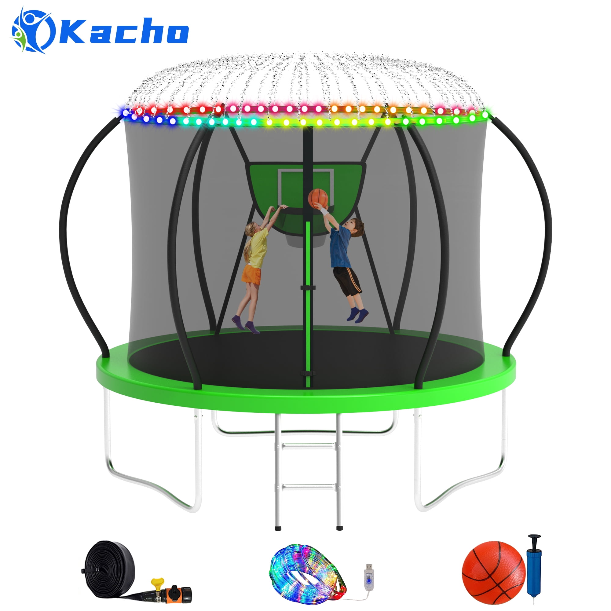 Kacho Trampoline, Trampoline with Enclosure Net 10FT 1000LBS Trampoline ...