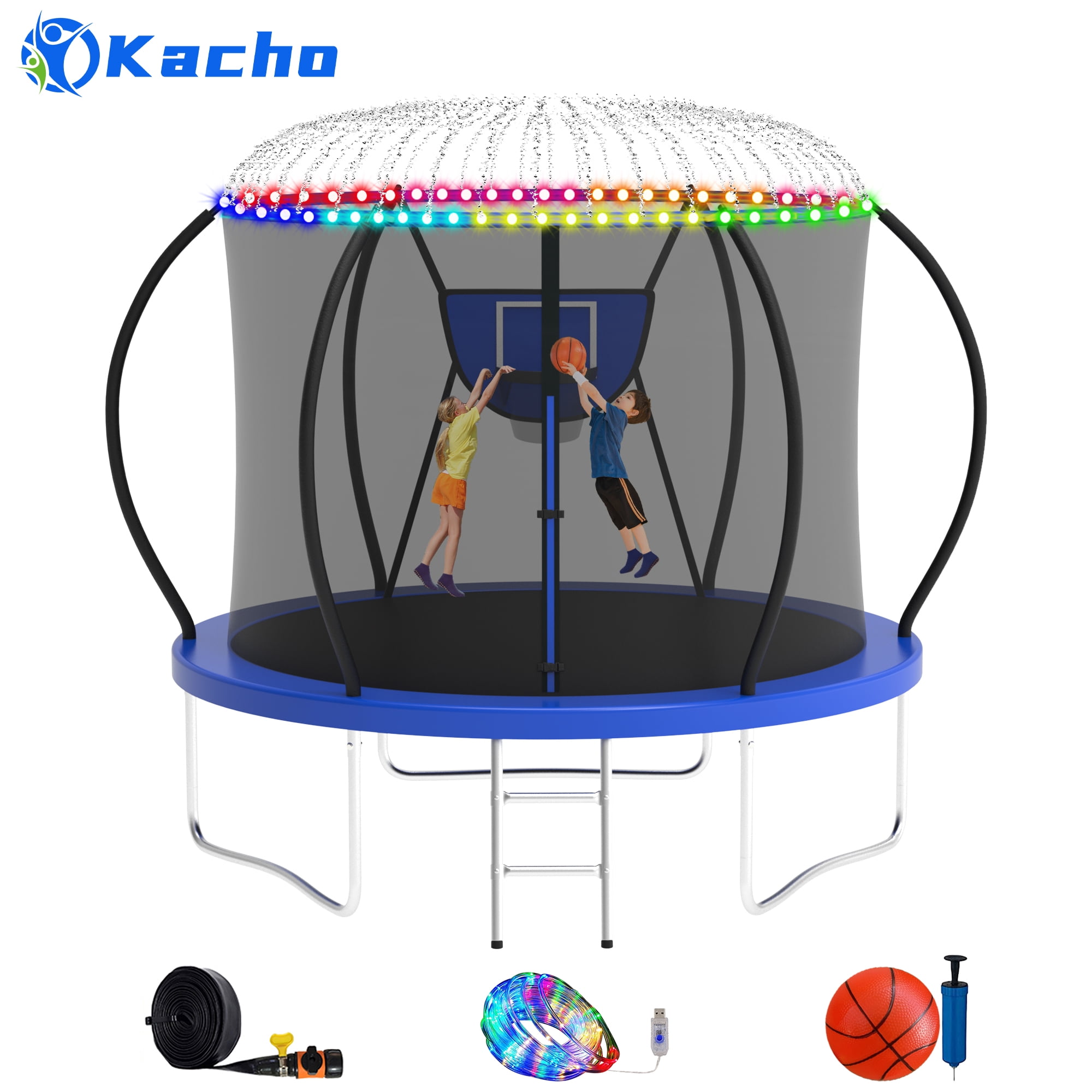 Kacho Trampoline, Trampoline with Enclosure Net 10FT 1000LBS Trampoline ...