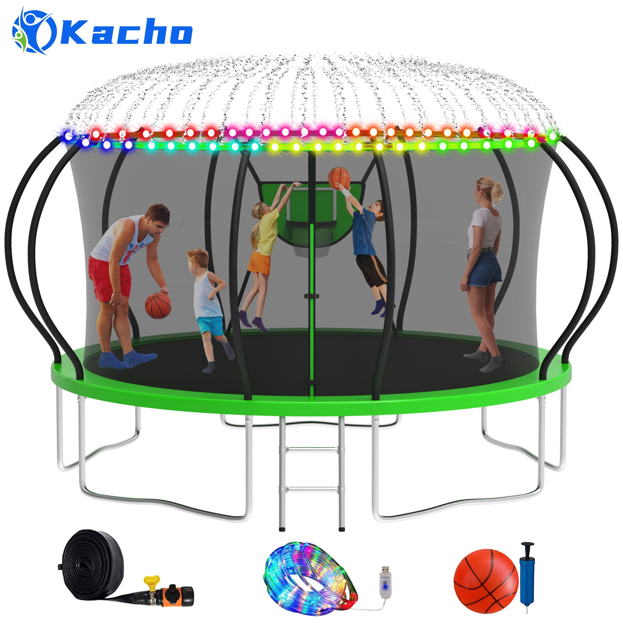 Kacho Trampoline, Trampoline with Enclosure Net 14FT 1400LBS Trampoline ...