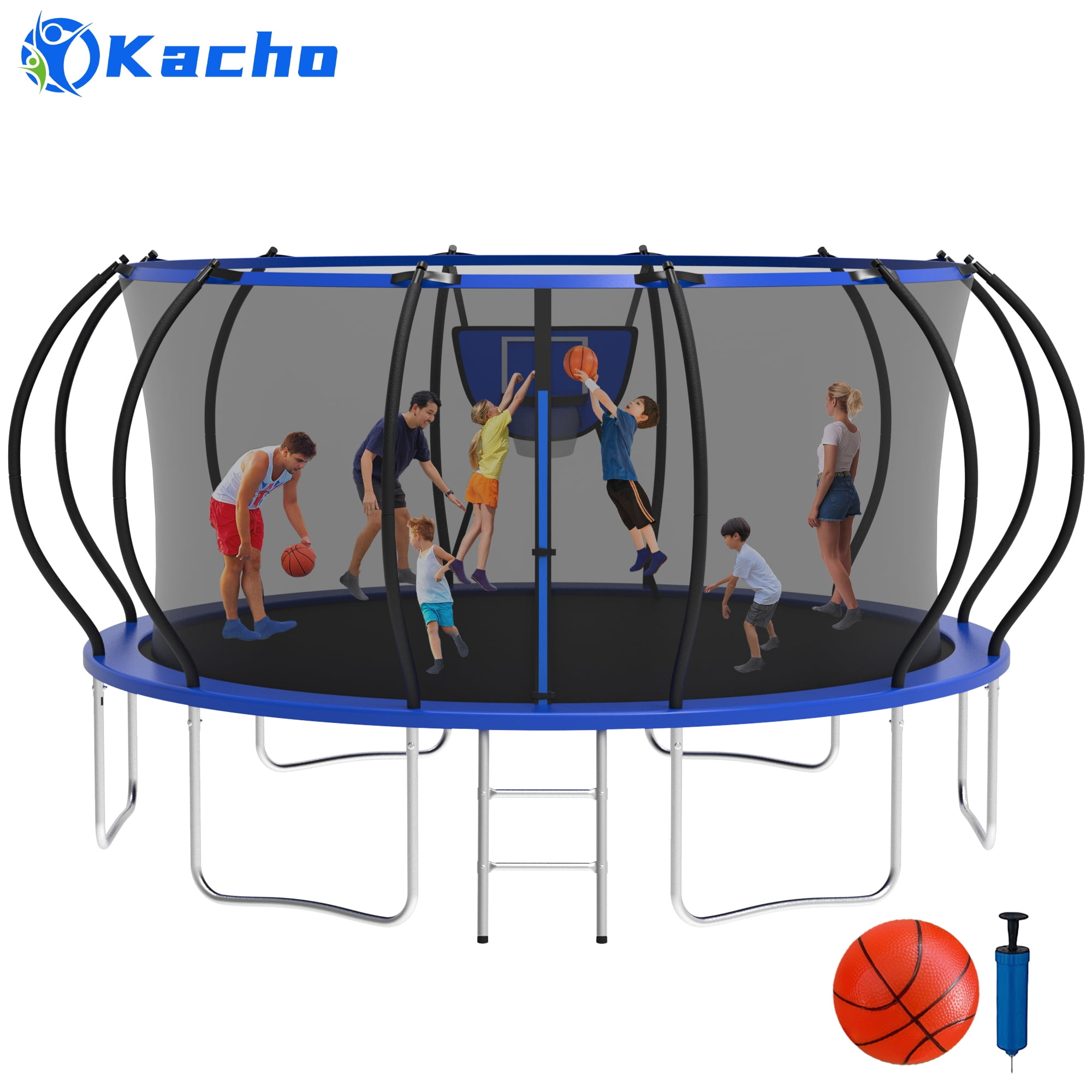 Kacho Trampoline, Trampoline with Enclosure Net 16FT 1500LBS Trampoline ...