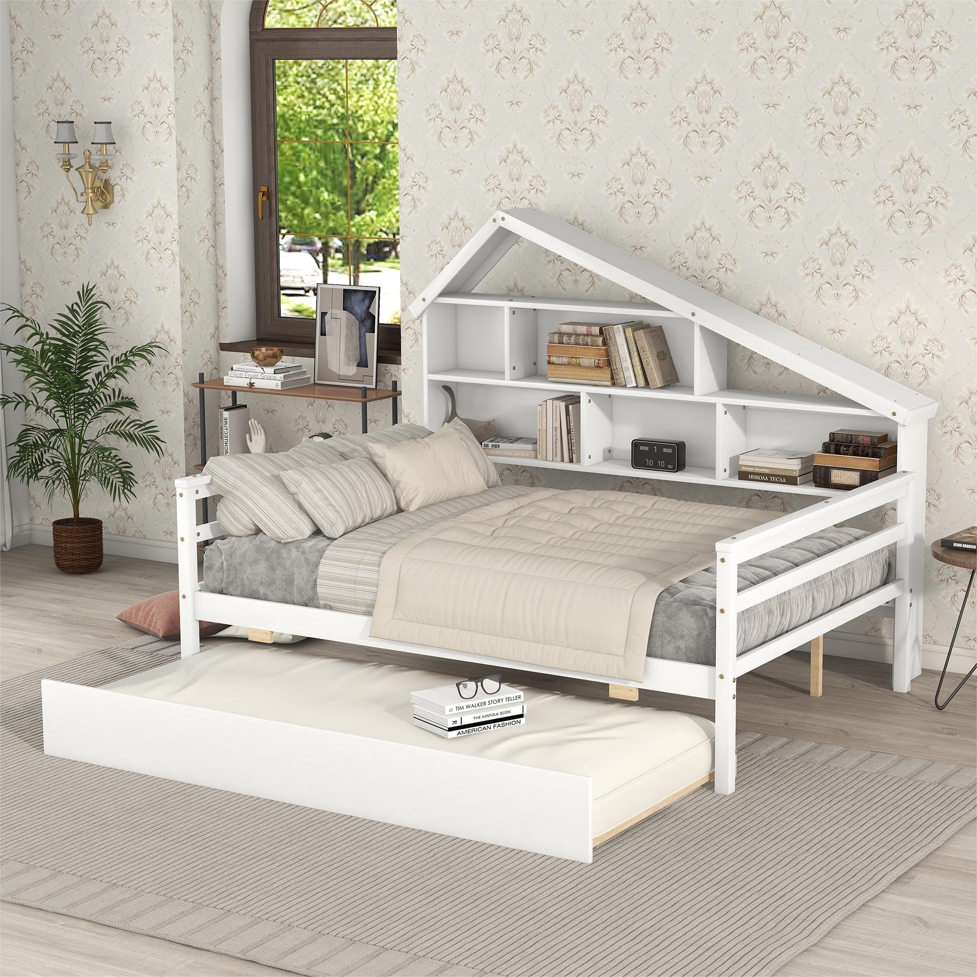 Kacho Wood Platform Bed for Full Size Platform Bed with Trundle and ...